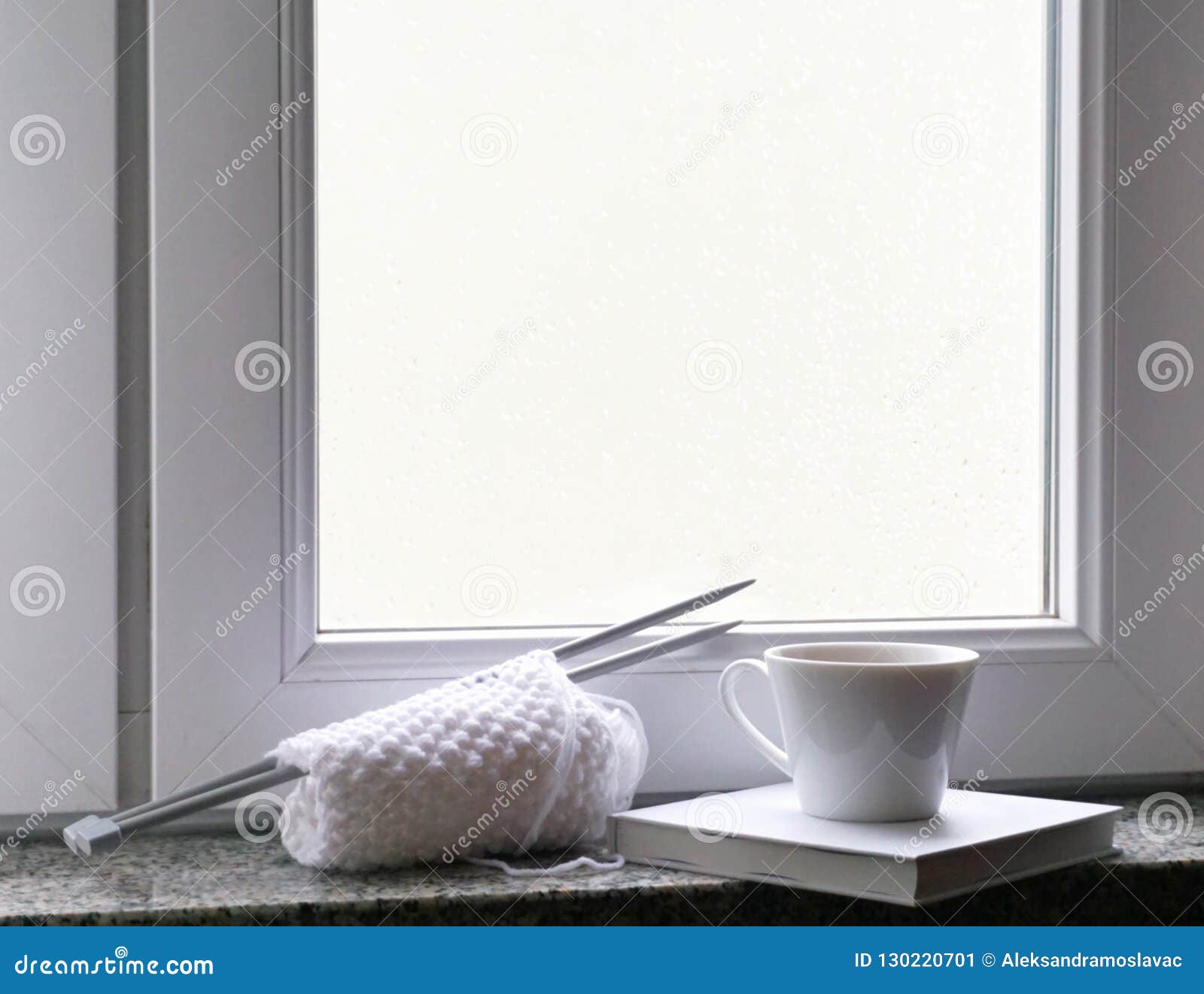 White Window Frame with Rain Drops on it and Stuff for Relaxing in ...