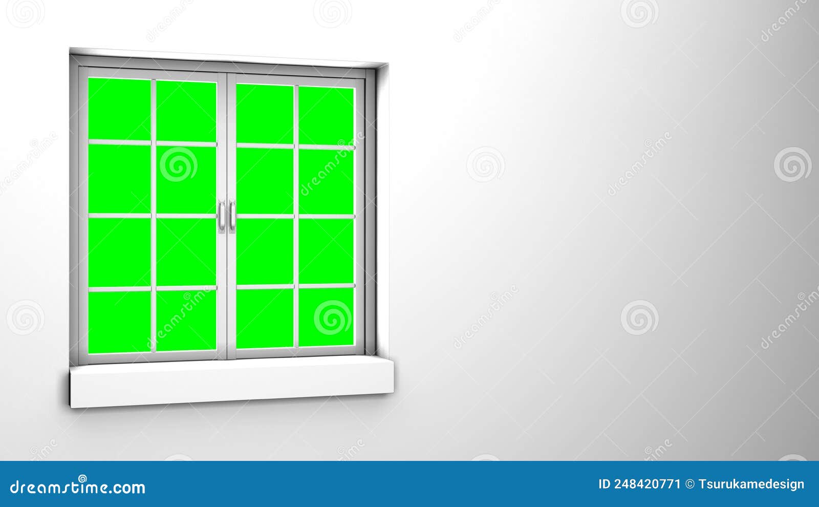 White Window with Green Chroma Key. Stock Illustration - Illustration ...