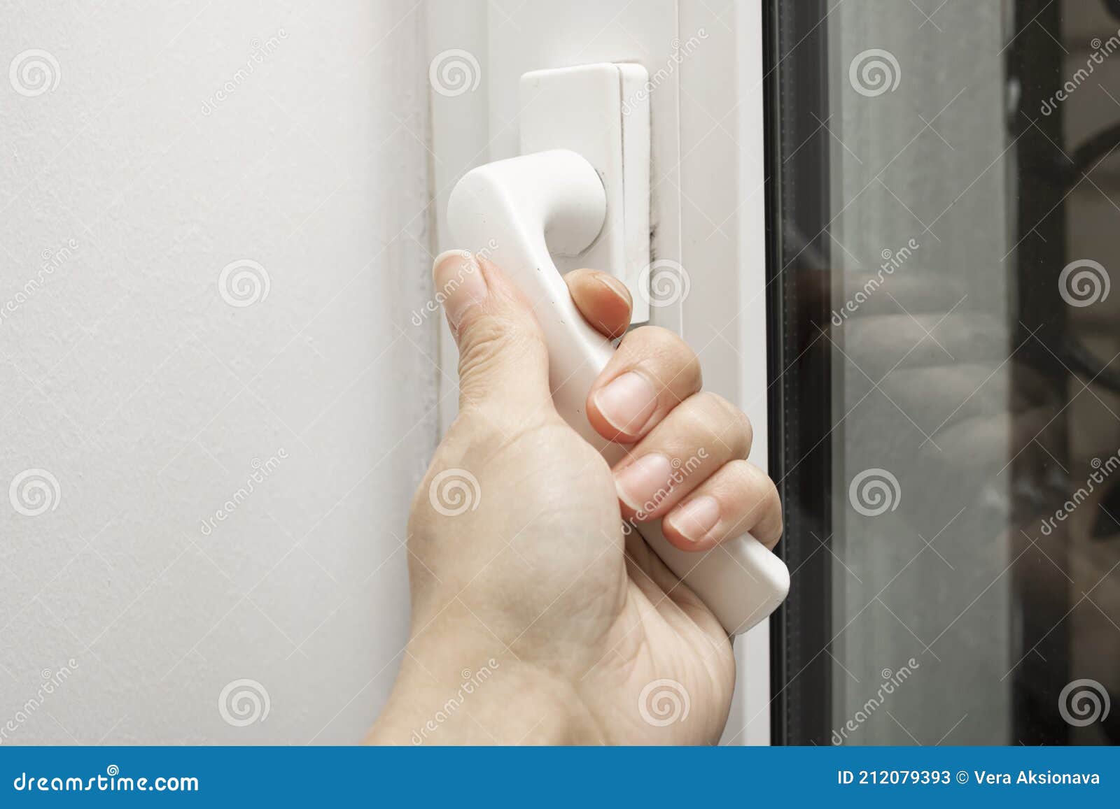 White Window Handle On A Closed Window Royalty-Free Stock Photo ...