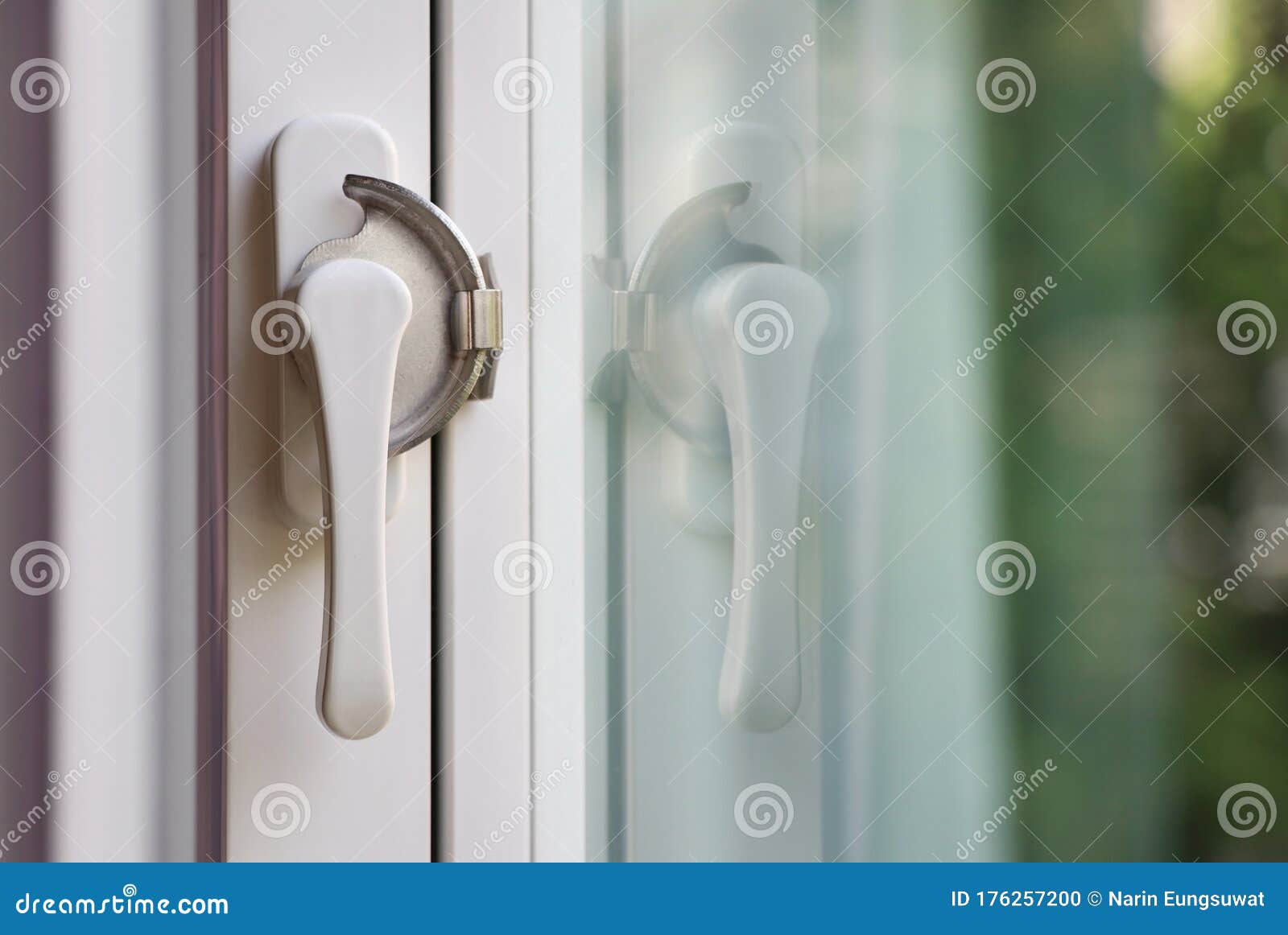 White Window Lock with Mirror Reflection. Stock Photo - Image of ...