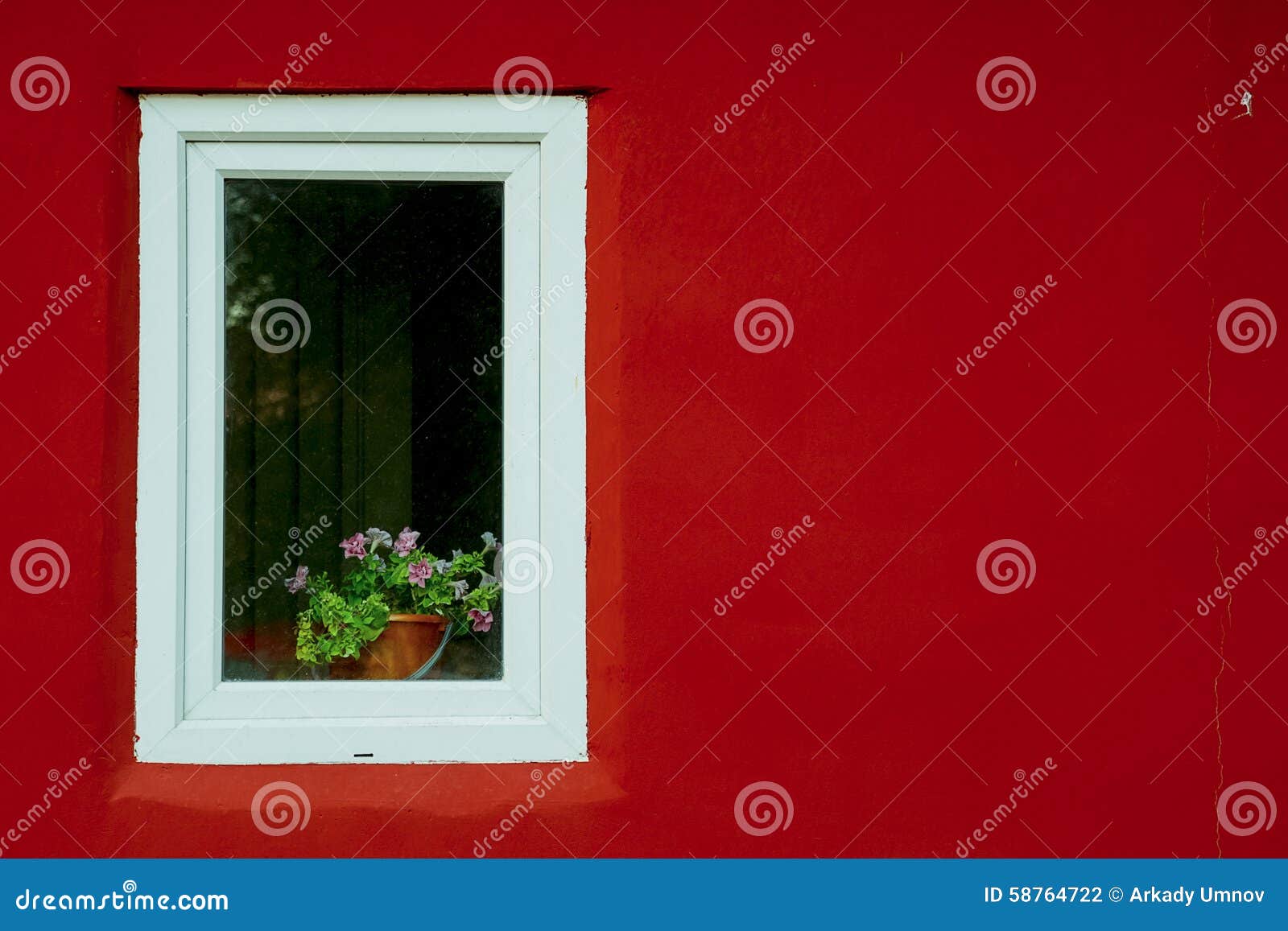 White Window on a Red Wall on the Street Stock Photo - Image of ...