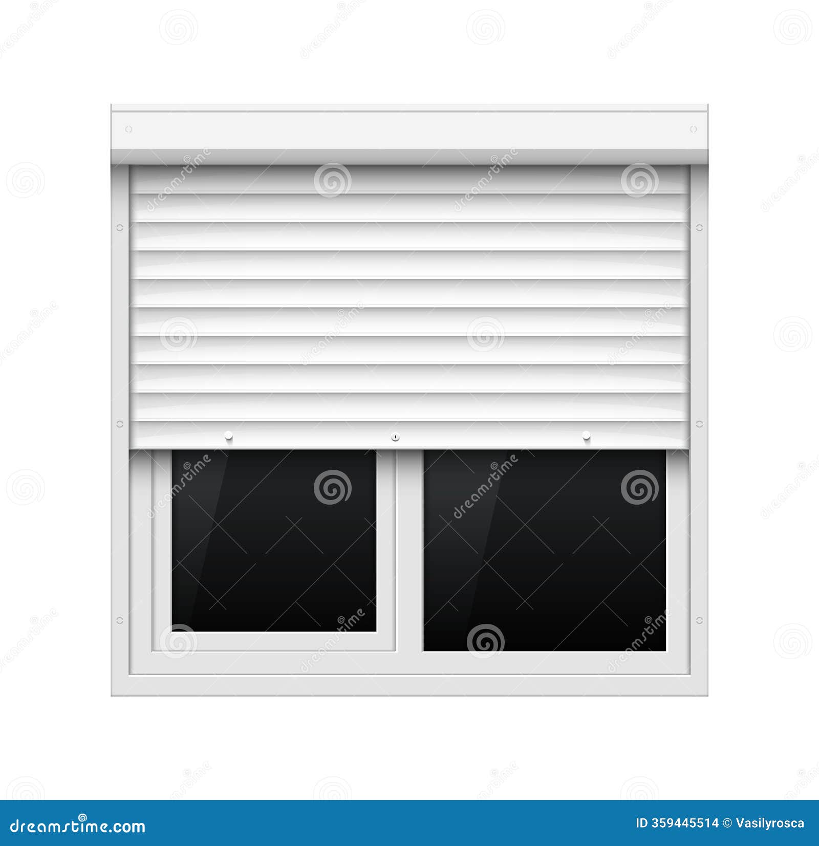 White Window Roller Shutter. Closed Window Protective Roller Blind ...
