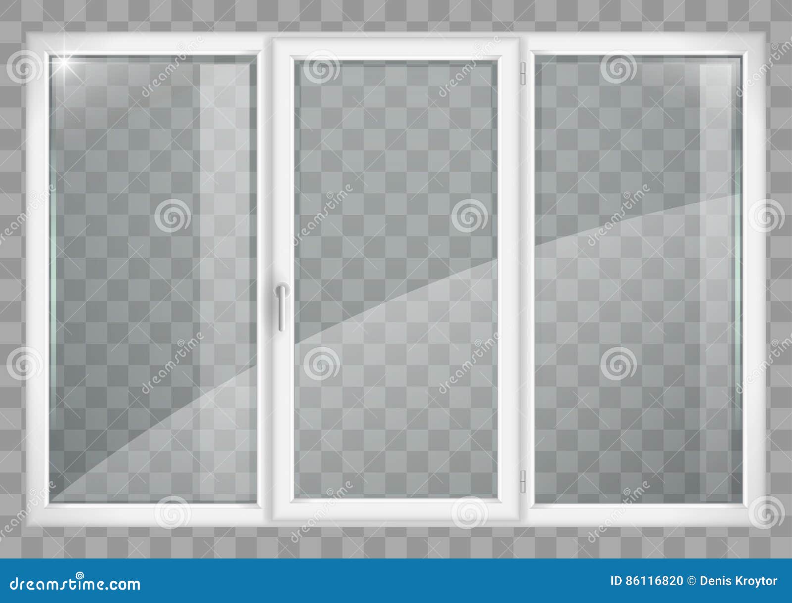 White Window with Transparent Glass Stock Illustration - Illustration ...