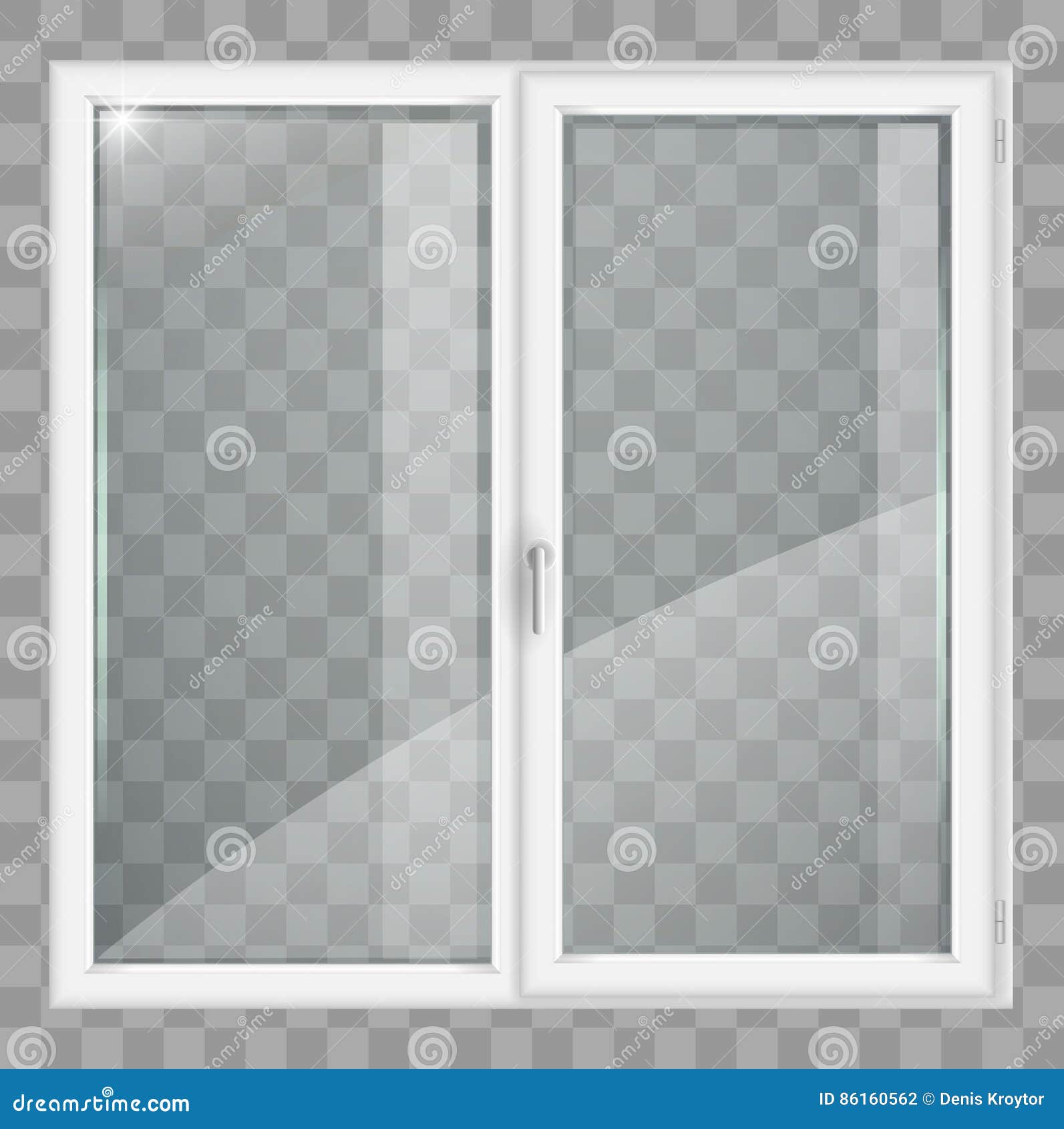 White Window with Transparent Glass Stock Illustration - Illustration ...