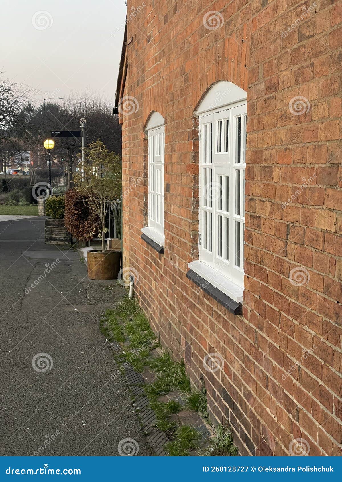 White Windows in the Wall of a Brick House Stock Image - Image of white ...