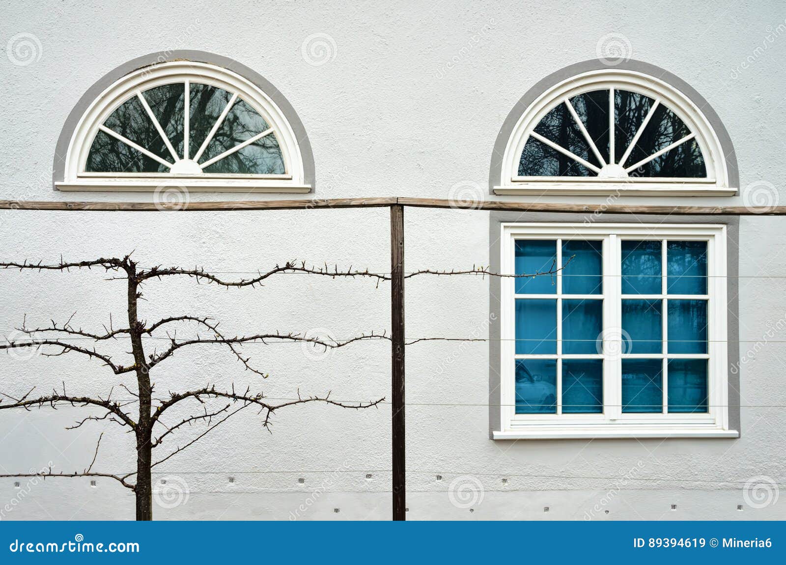 White Windows on a White Wall Stock Image - Image of town, building ...