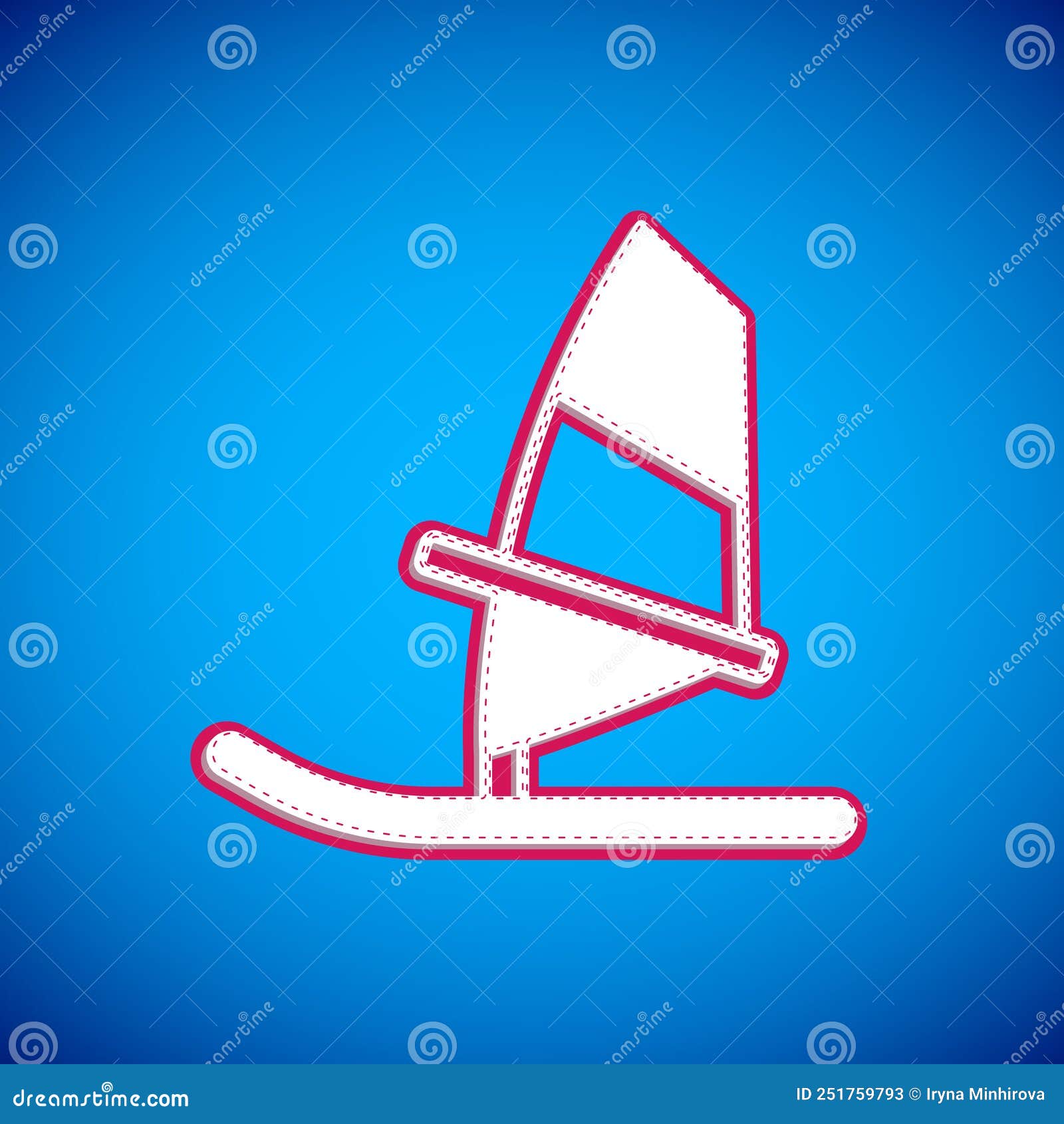 White Windsurfing Icon Isolated on Blue Background. Vector Stock Vector ...