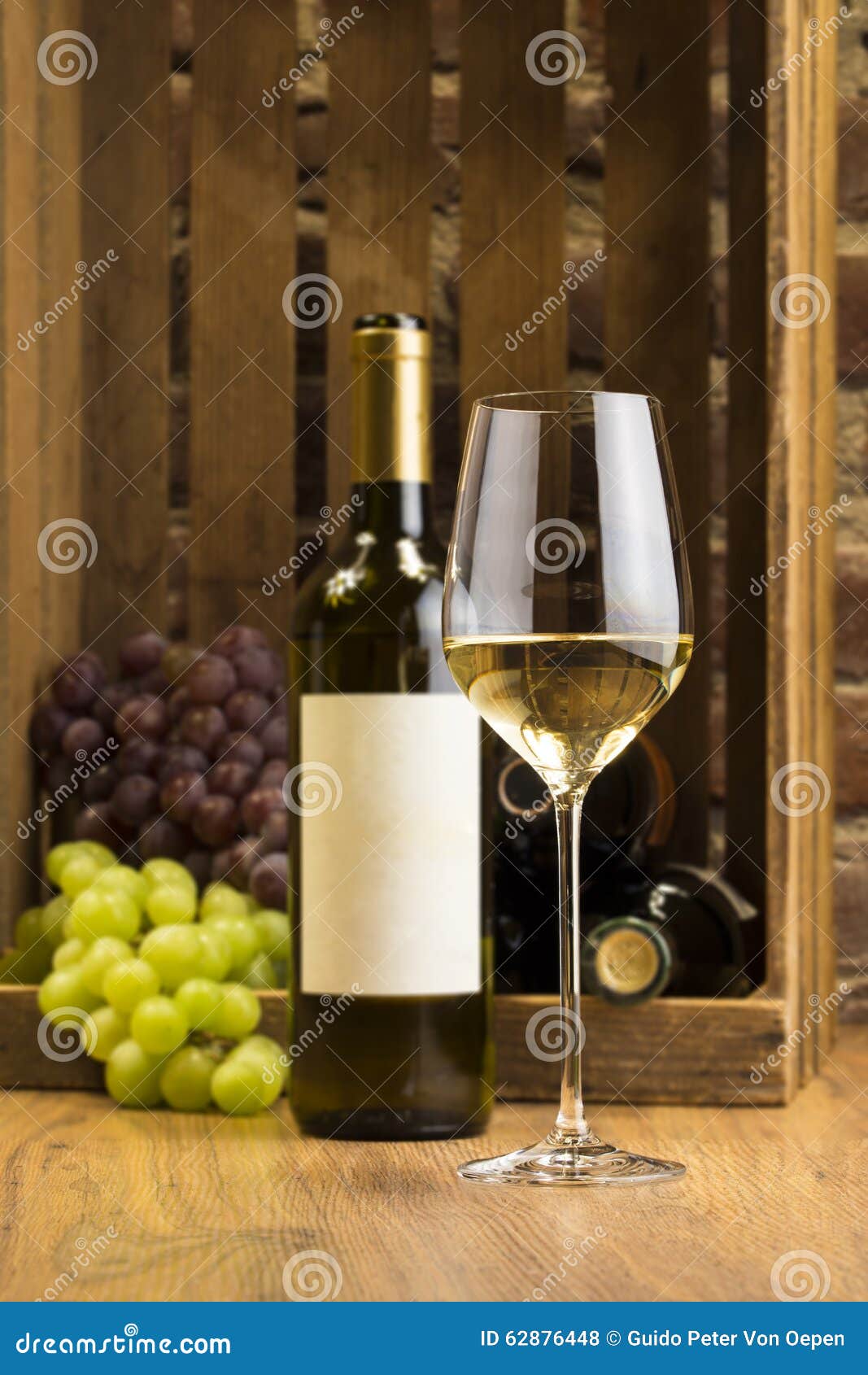 White Wine Bootle and Glass Stock Photo - Image of wine, grapes: 62876448