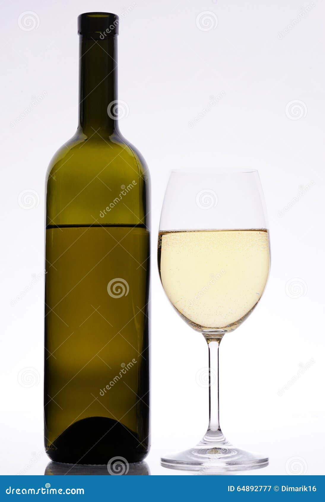 White Wine Bottle and Glass Stock Image - Image of closeup, studio ...