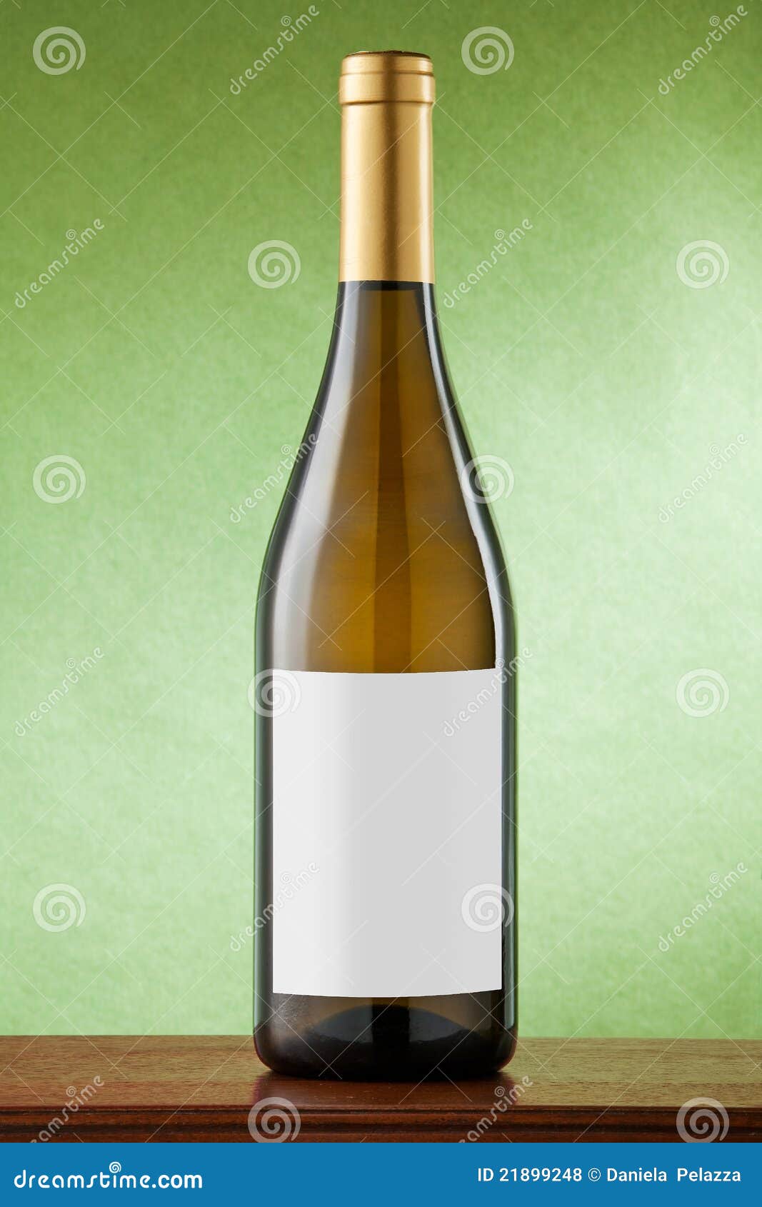 White Wine Bottle on Green Background. Stock Photo - Image of label ...