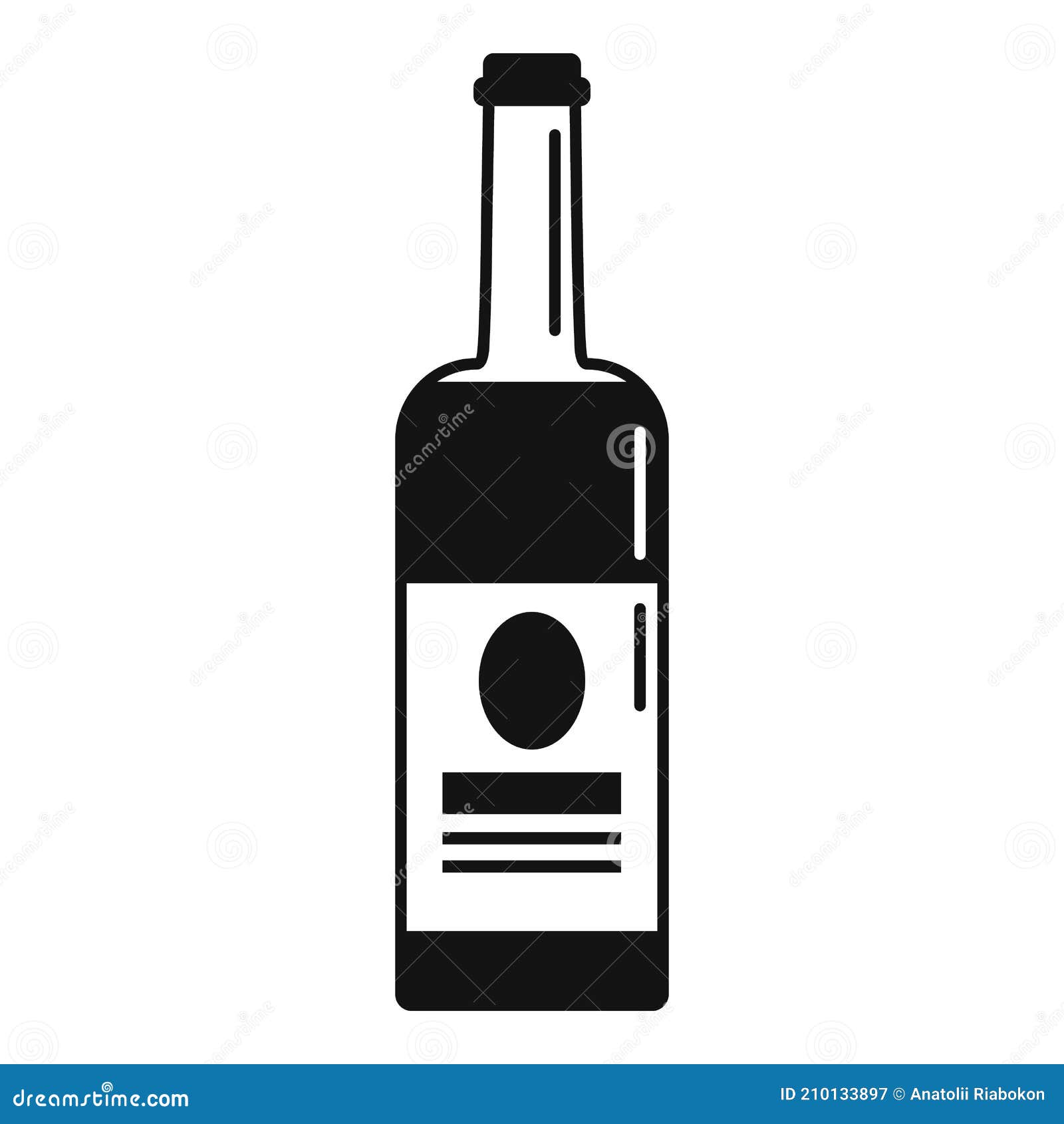 White Wine Bottle Icon, Simple Style Stock Vector - Illustration of ...