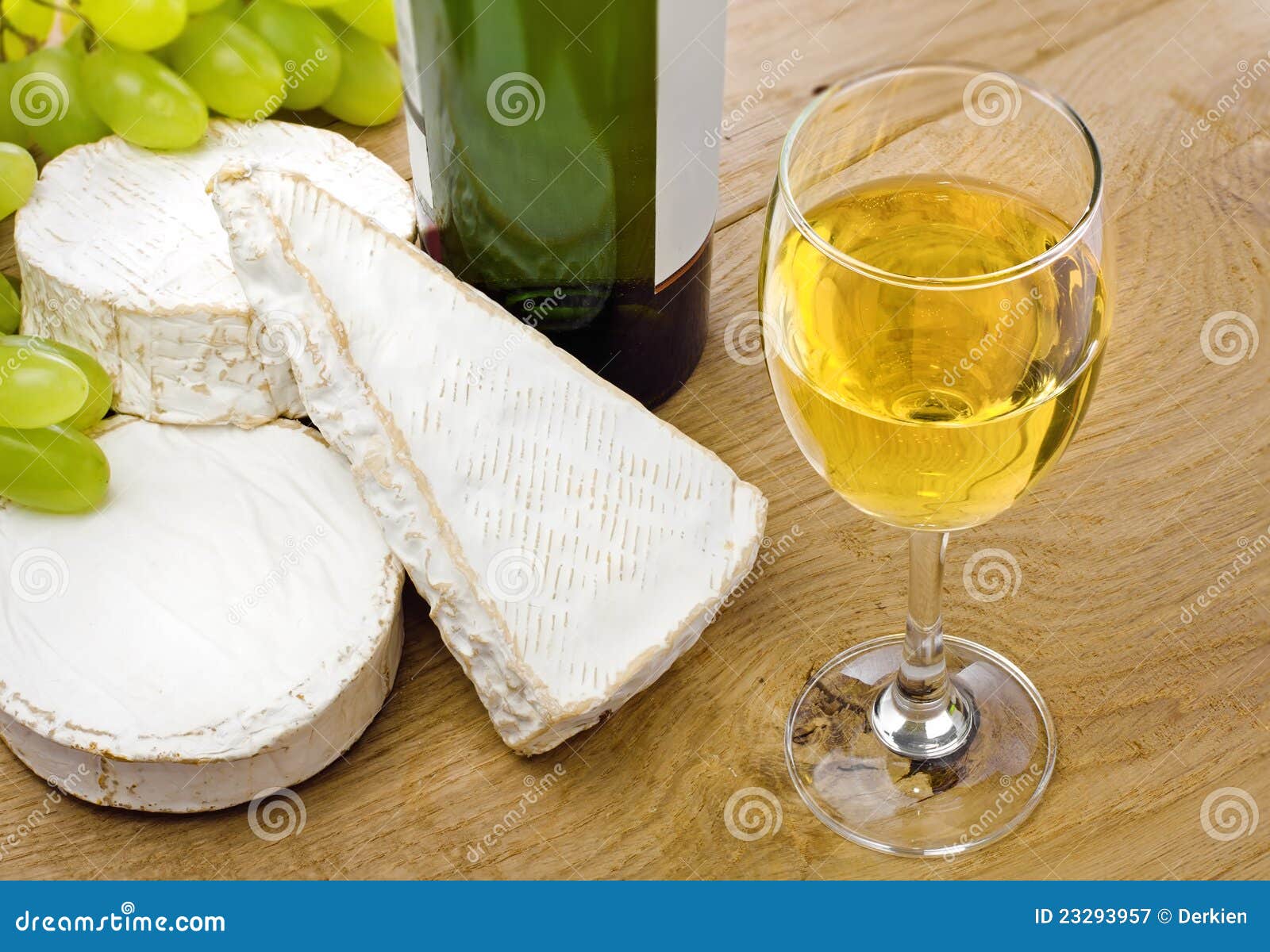 White Wine, Brie and Camembert Cheeses with Grape Stock Image - Image ...