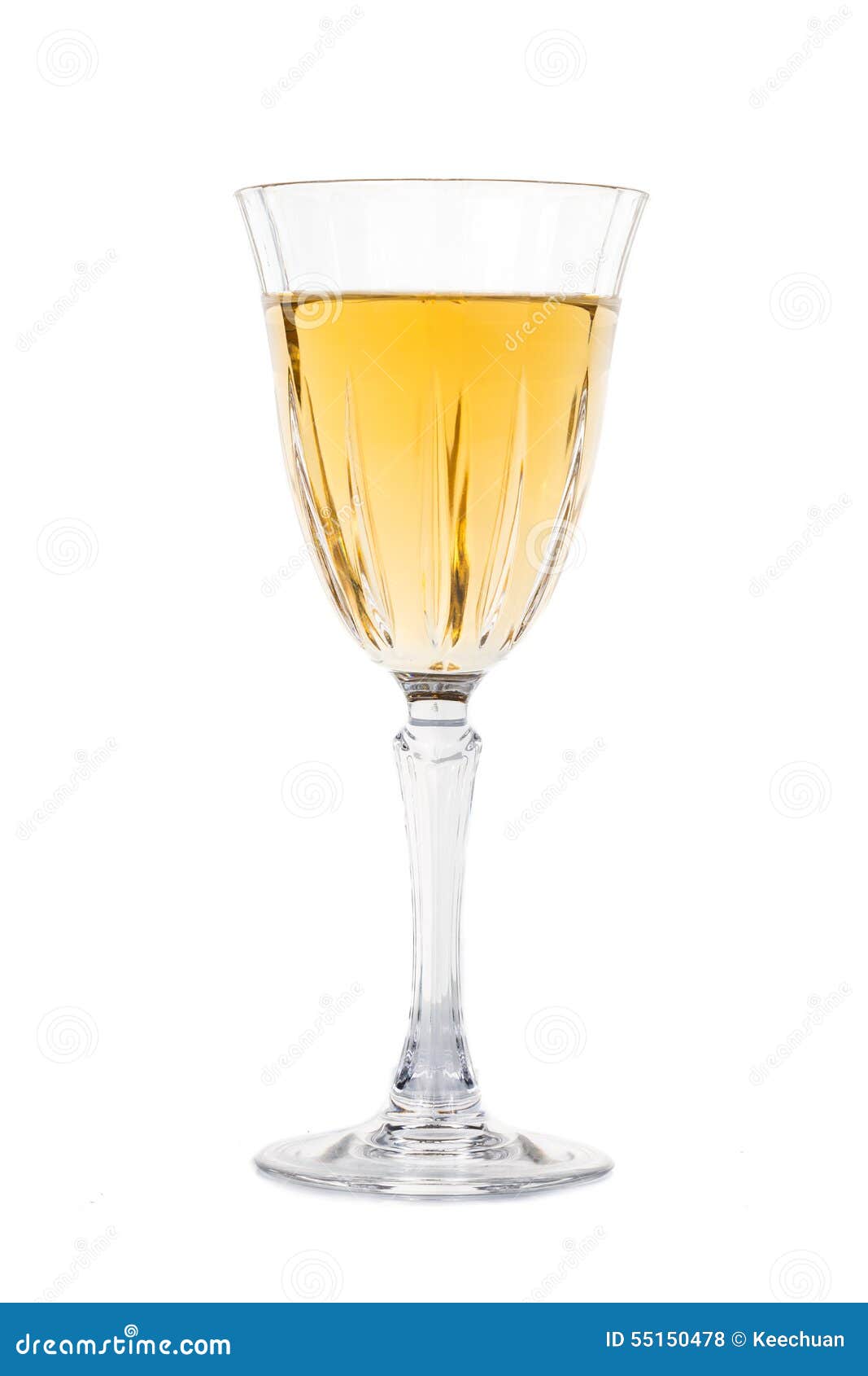 White Wine in Crystal Glass Isolated in White Stock Photo - Image of ...