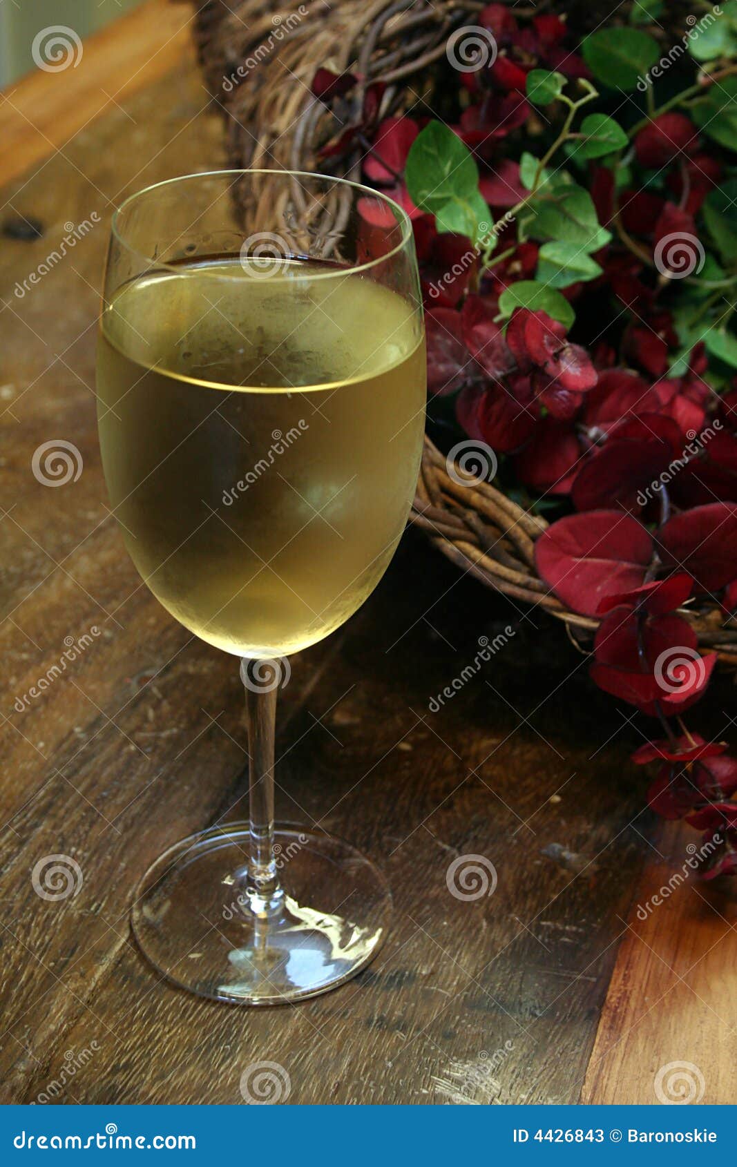 White Wine in Glass stock image. Image of flowers, serve - 4426843