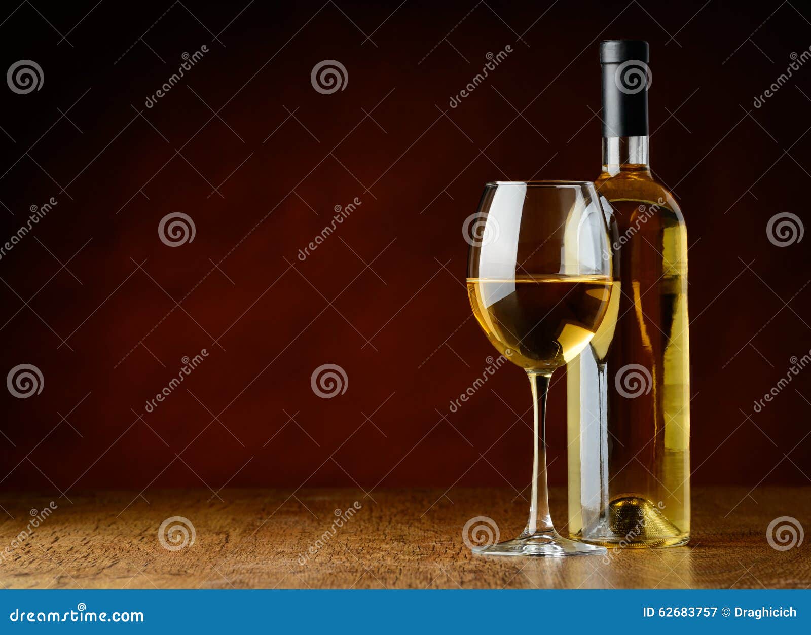 White Wine in Glass and Bottle Stock Image - Image of bottle, pinot ...