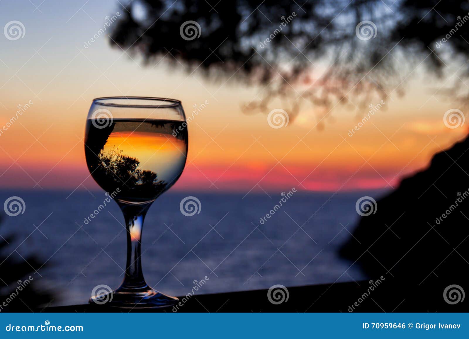 White Wine at Sunset Reflecting in Cup Stock Photo - Image of ...