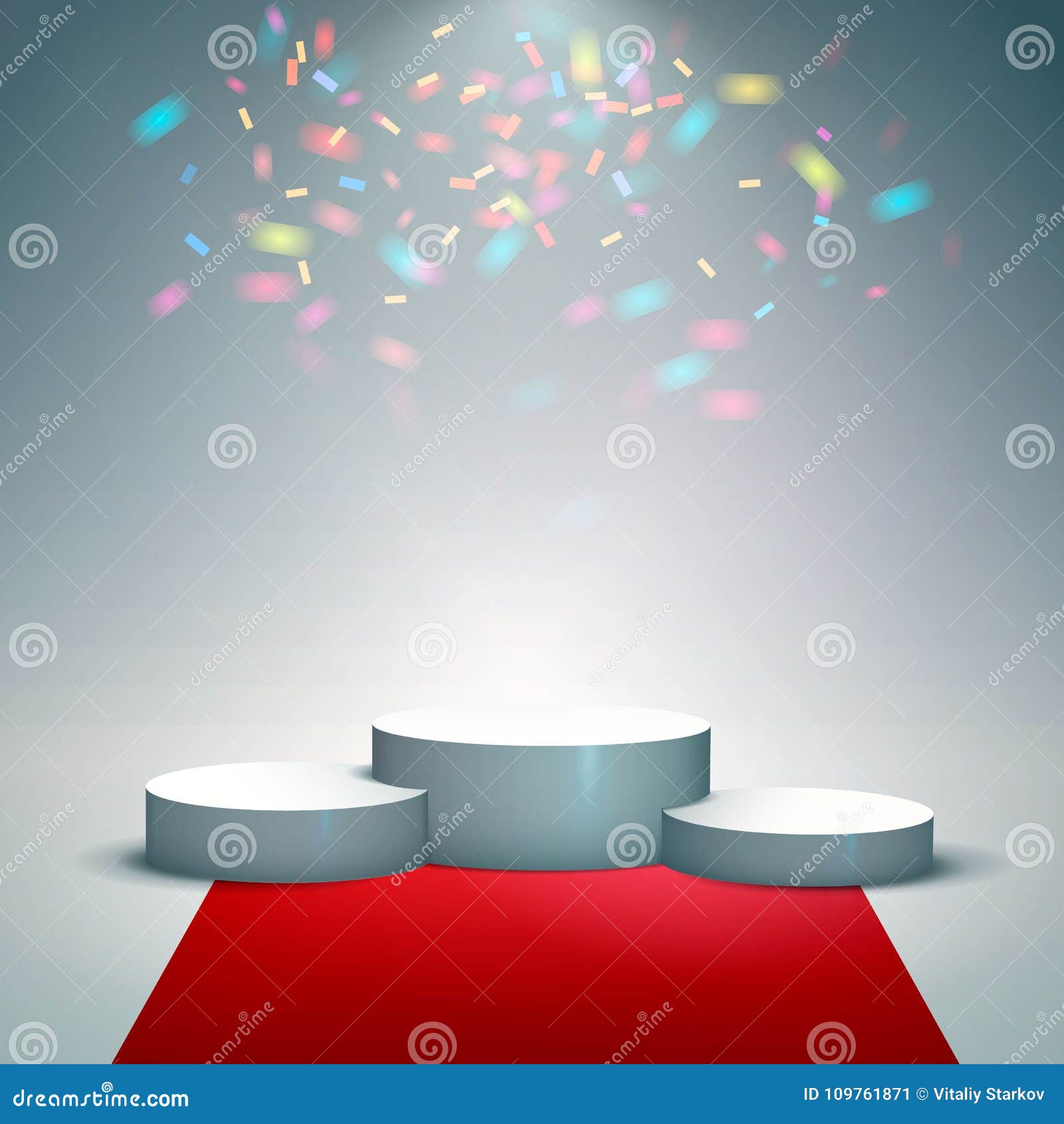 White Winners Podium with Red Carpet and Confetti. Stage for Awards ... White Winners Podium with Red Carpet and Confetti. Stage for Awards ...