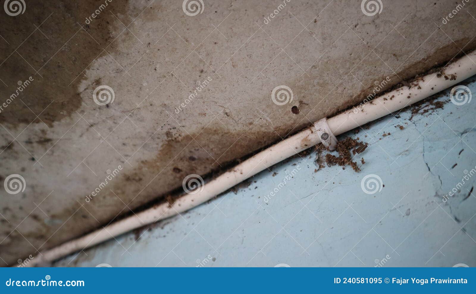 White Wire Stuck To the Wall Stock Image - Image of background, current ...