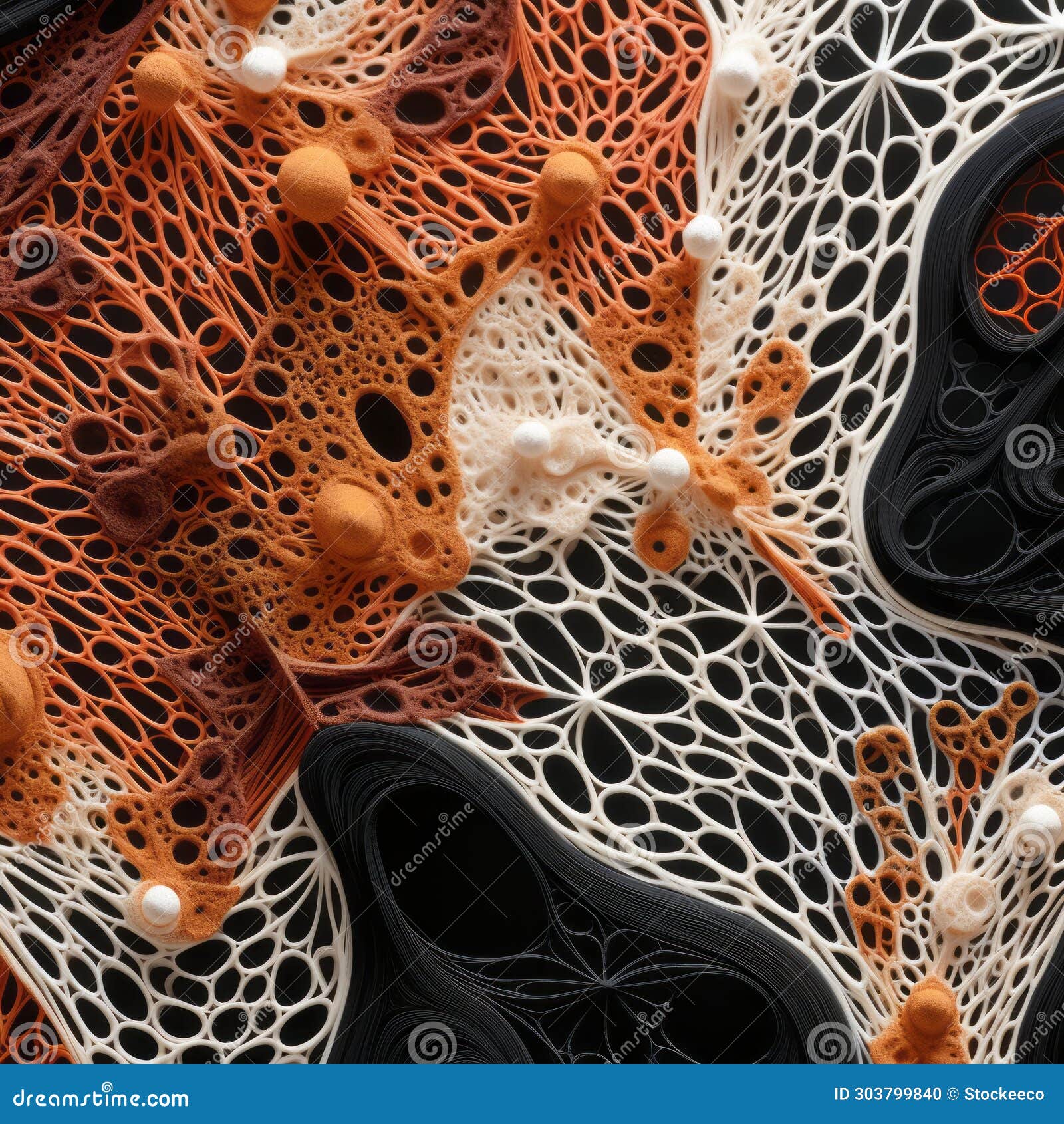 Intricate 3d Sculpture: Orange and Black Cellular Formations Stock ...