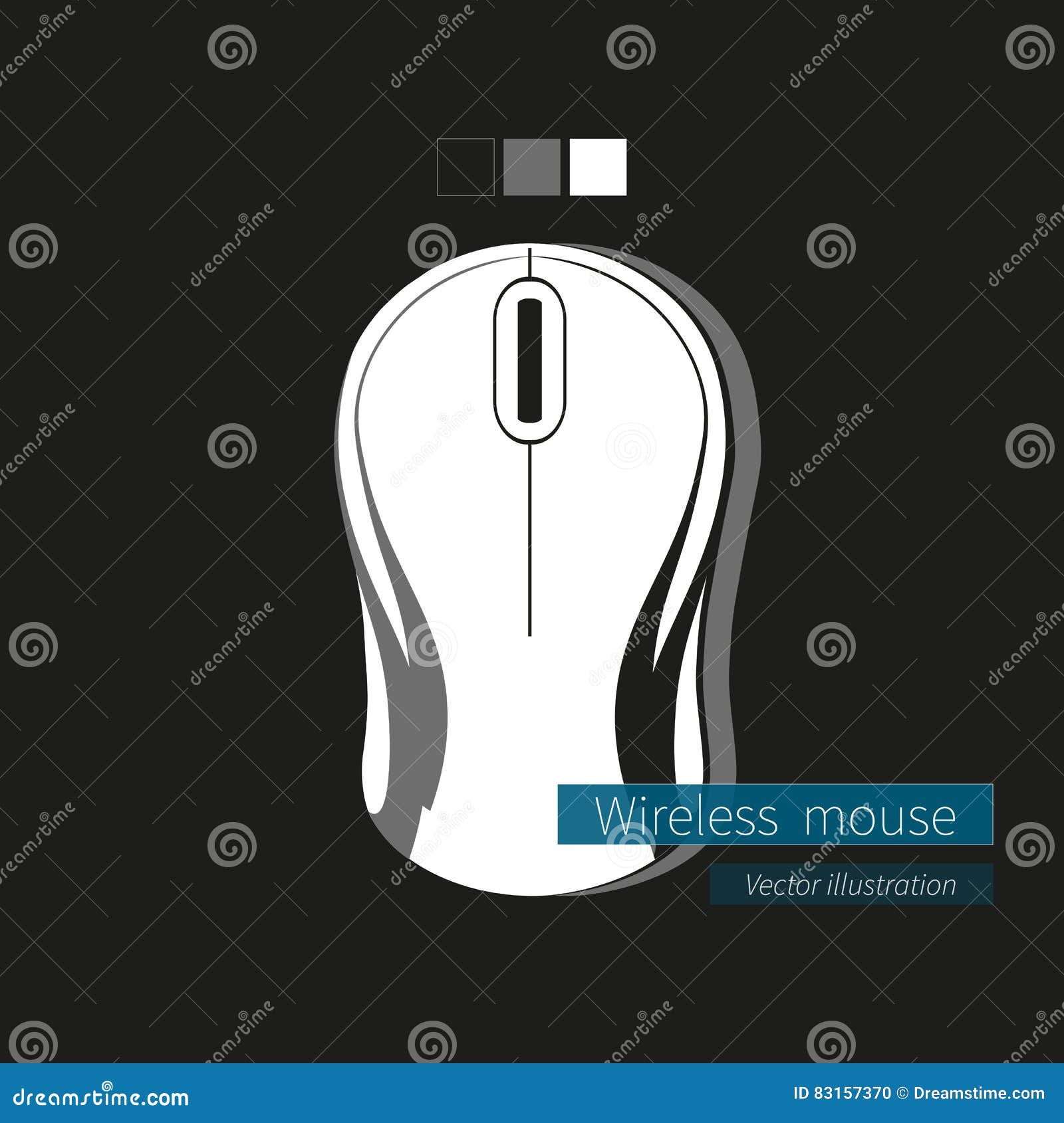 White Wireless Computer Mouse on Black Background. Stock Illustration ...