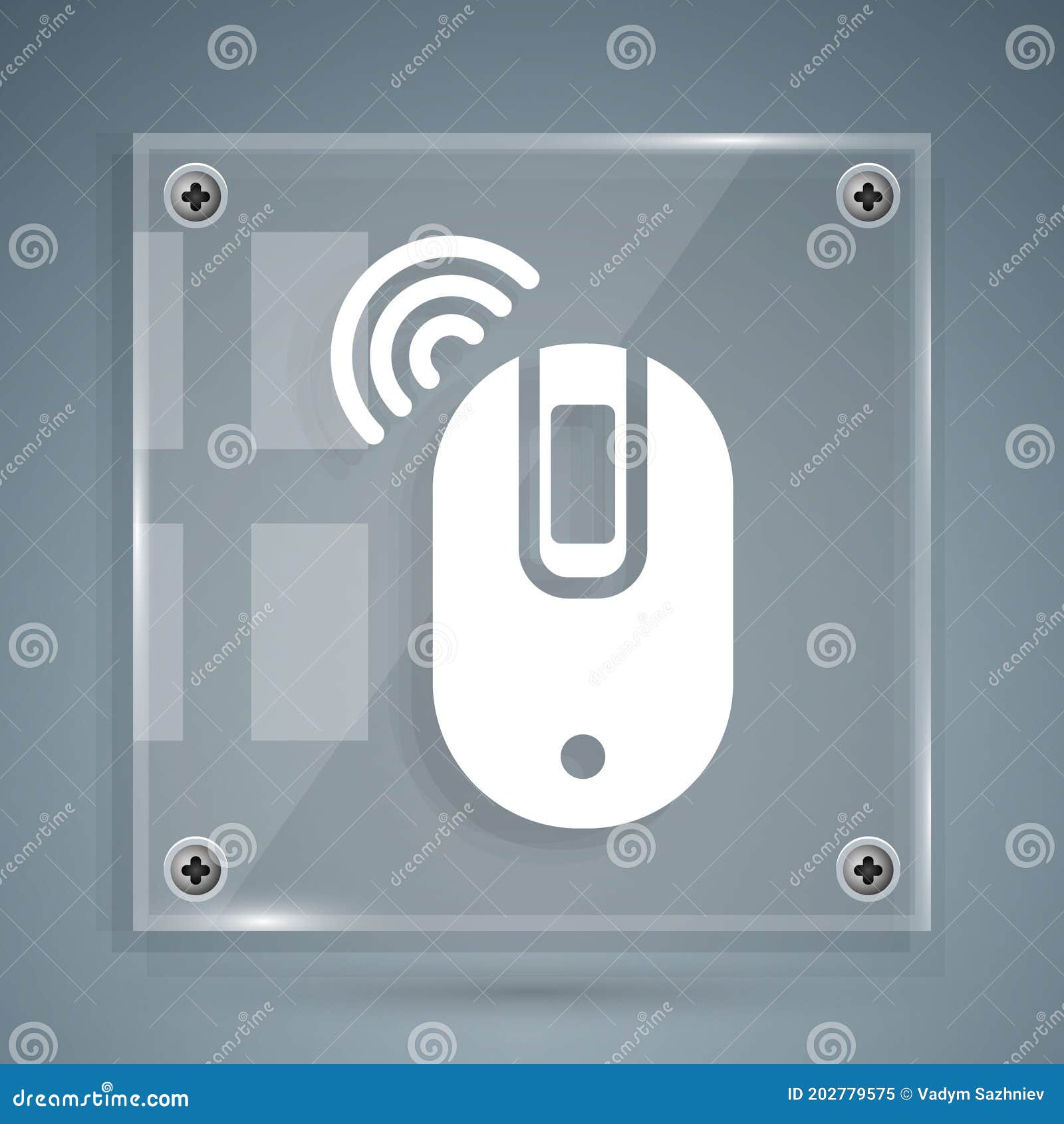 White Wireless Computer Mouse Icon Isolated on Grey Background. Optical ...