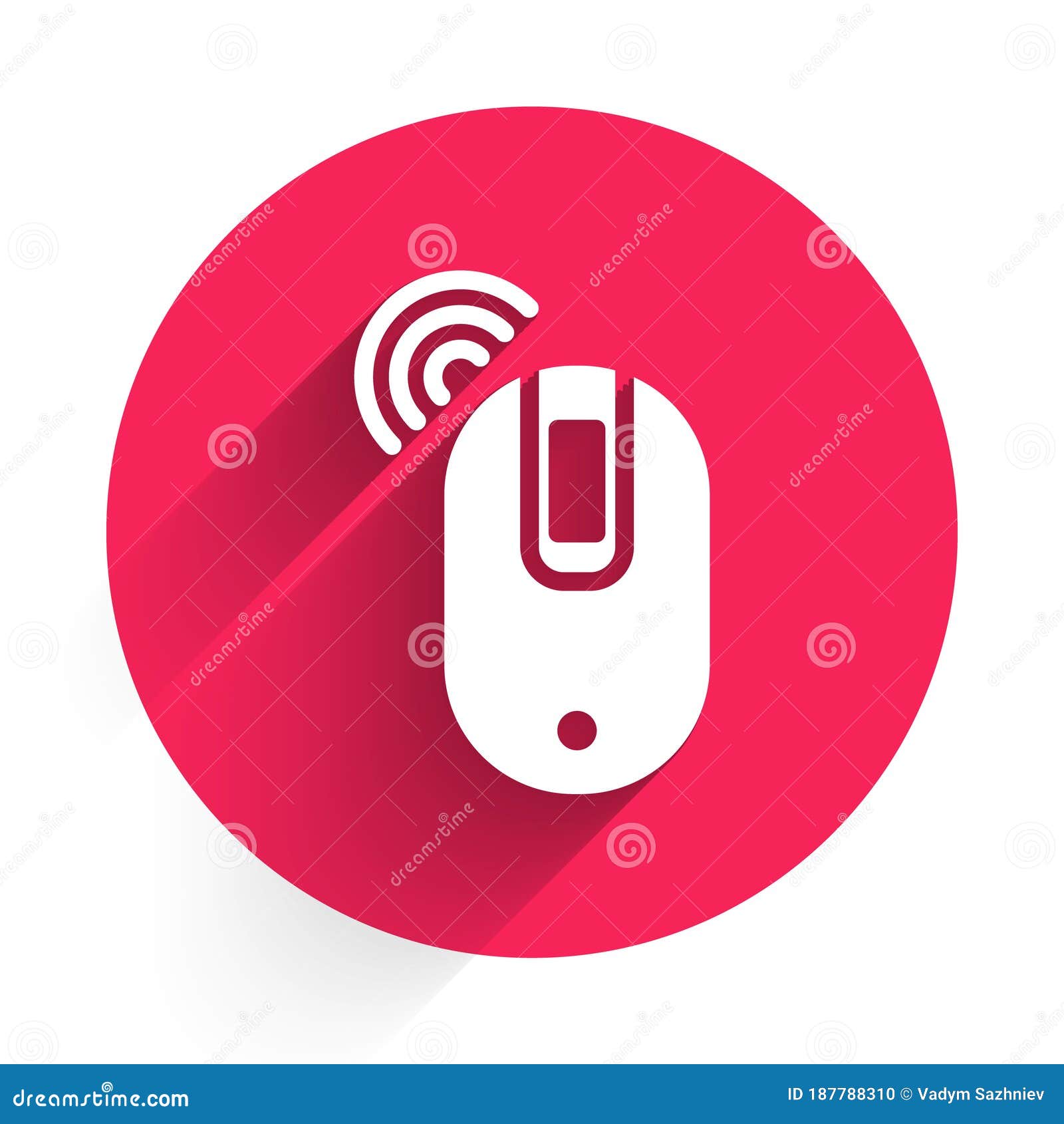 White Wireless Computer Mouse Icon Isolated with Long Shadow. Optical ...