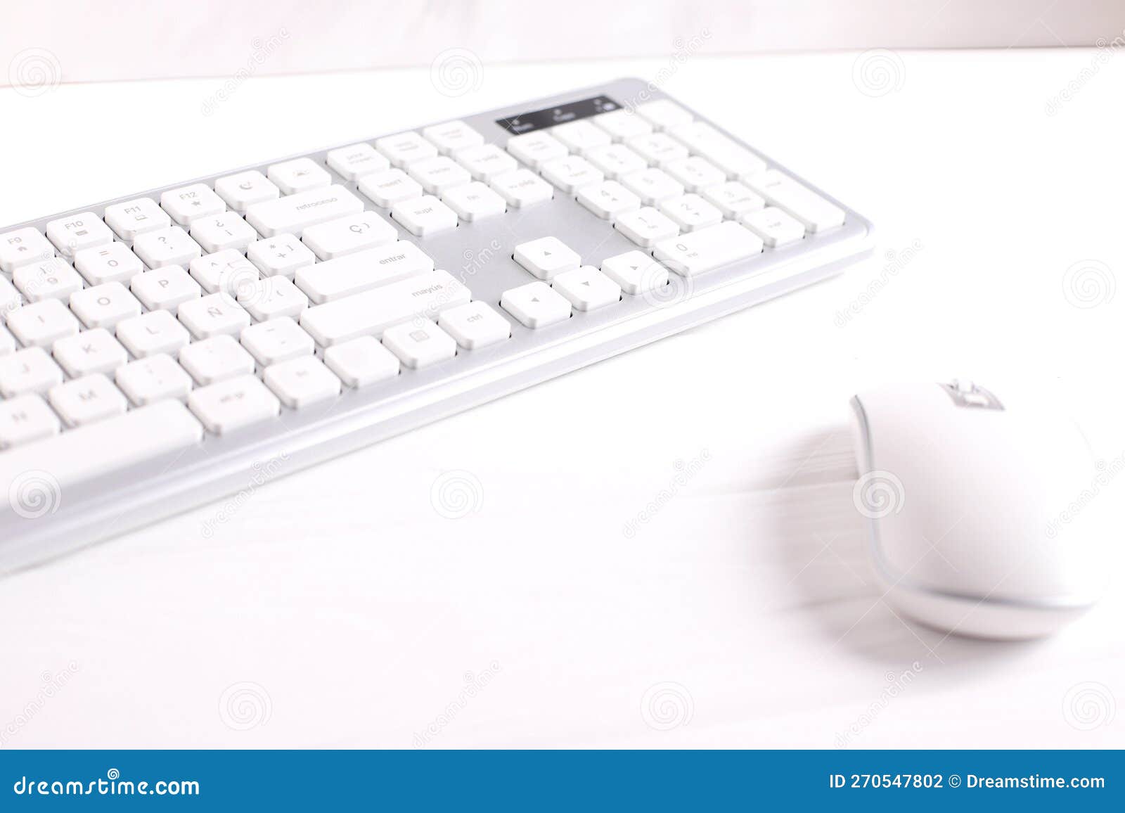 White Wireless Keyboard and Mouse on Table, Pc Equipment Stock Photo ...