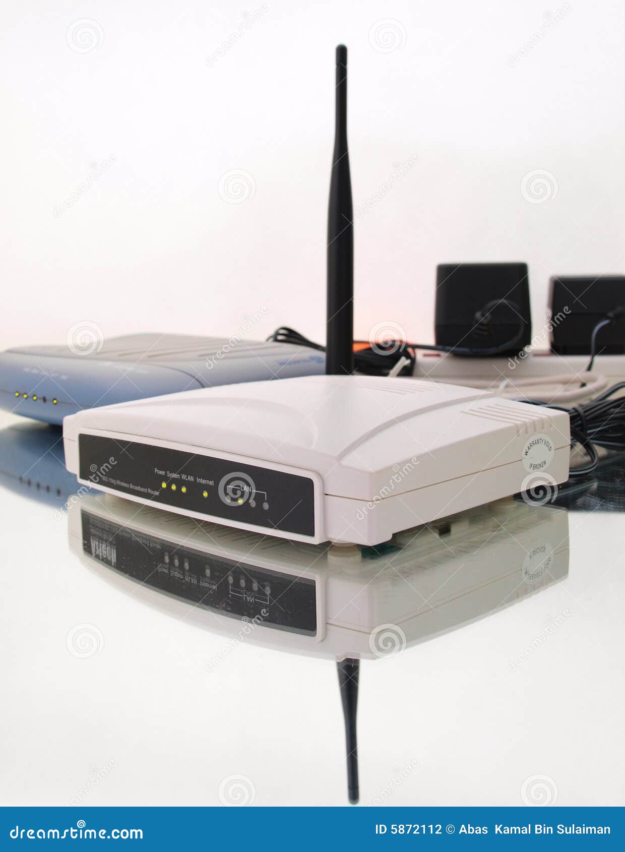 White Wireless Router Composition Stock Photo - Image of device, white ...