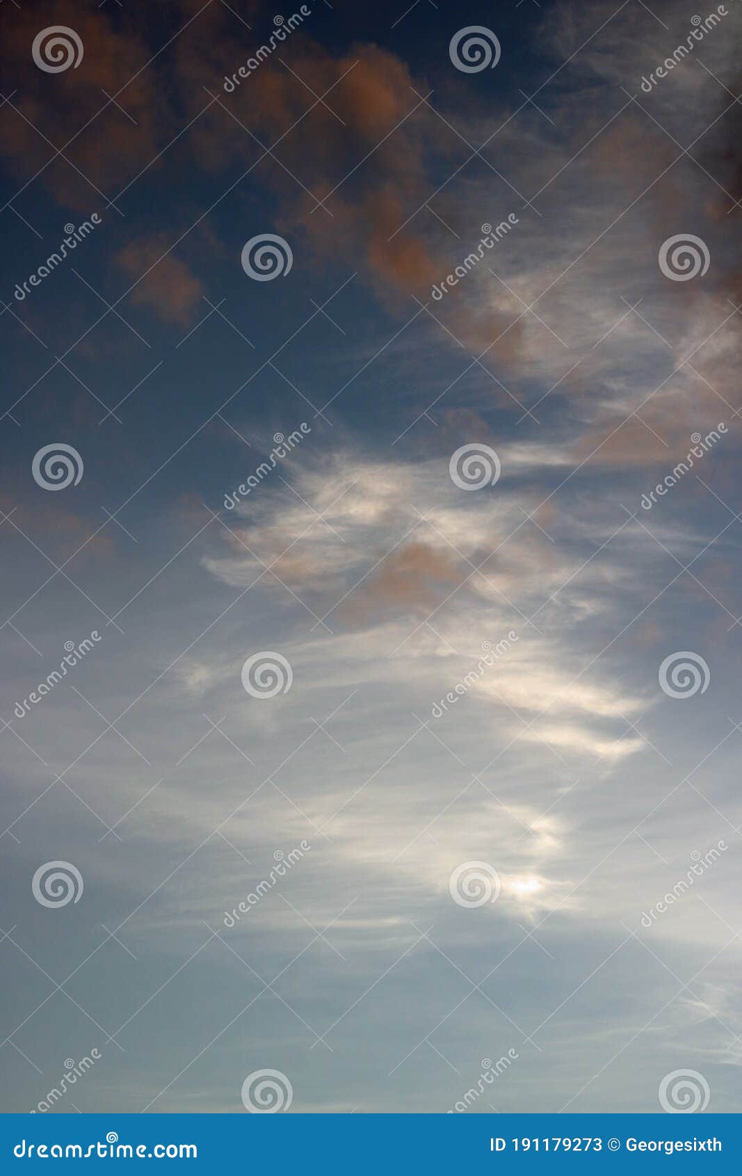 White Wispy Cirrus Clouds Pink Tinged Clouds Below Stock Image - Image ...