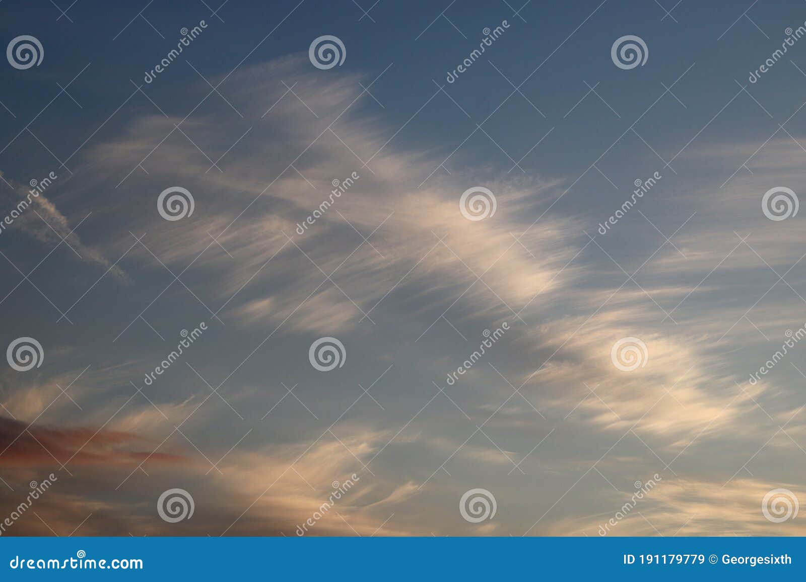 White Wispy Cirrus Clouds Pink Tinged Clouds Below Stock Image - Image ...