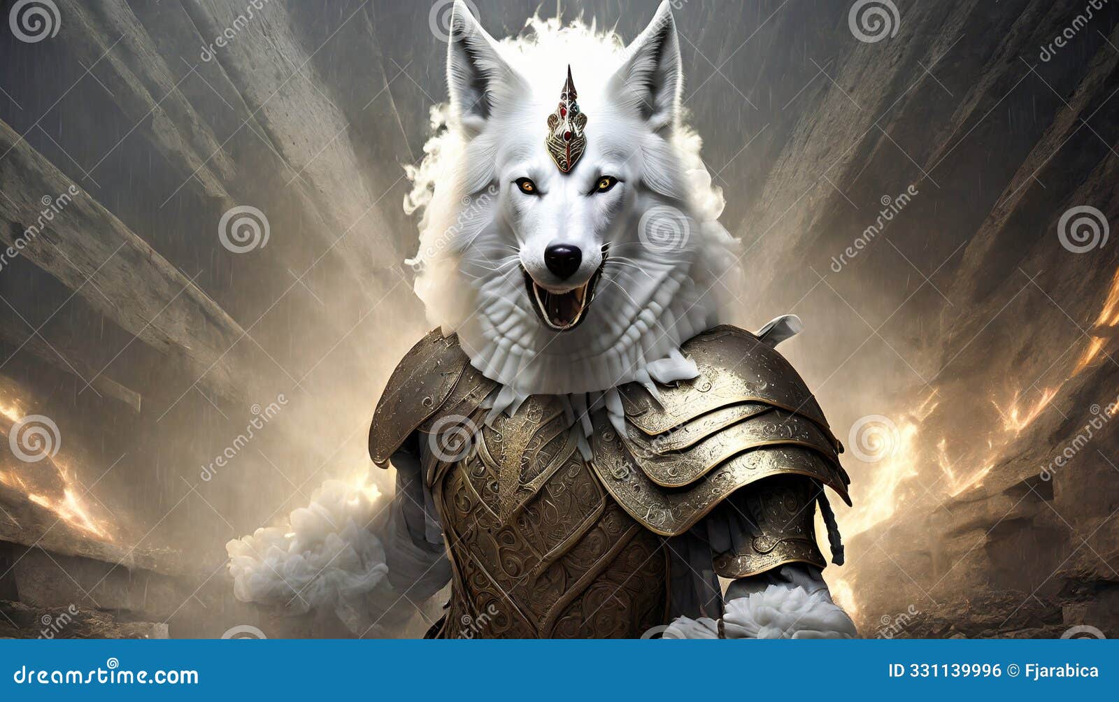 Wolf In Armor, Made Of Enchanted Metals And Engraved With Ancient Runes ...