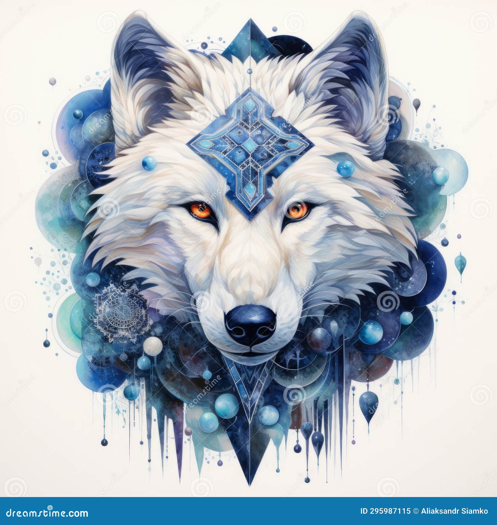A White Wolf with Blue Diamond on Its Head Stock Image - Image of ...
