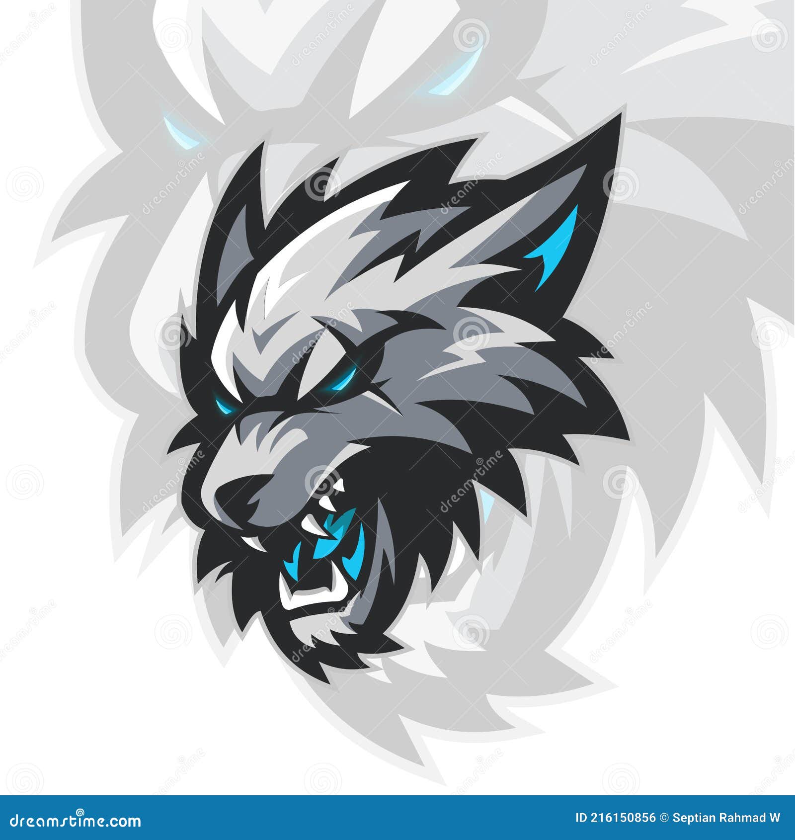 White Wolf Head Vector Illustration for Esports Team or Group Stock ...