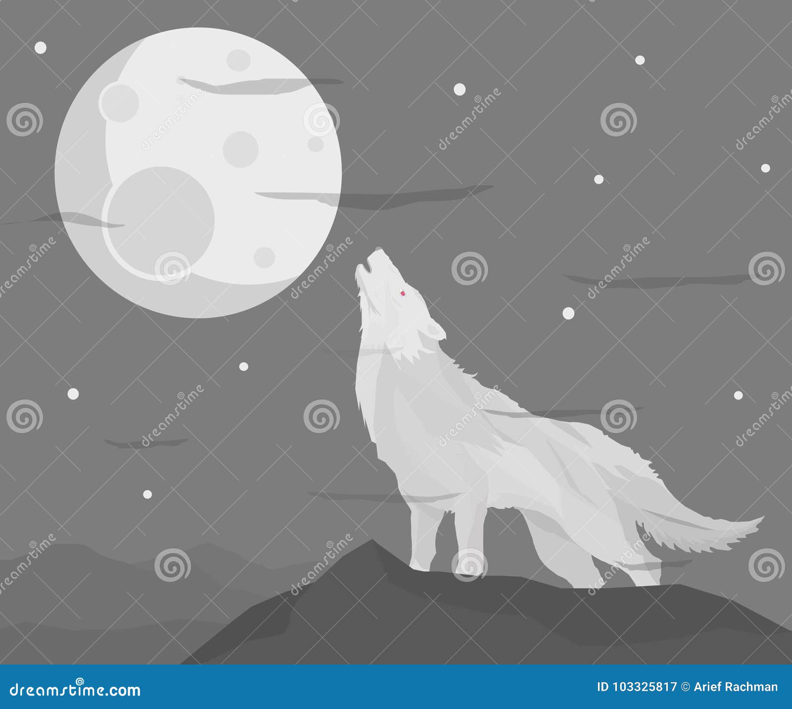 White wolf in the night stock illustration. Illustration of white ...