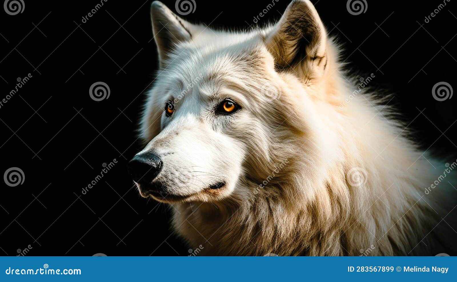White Wolf Portrait on Black Generative AI Stock Illustration ...