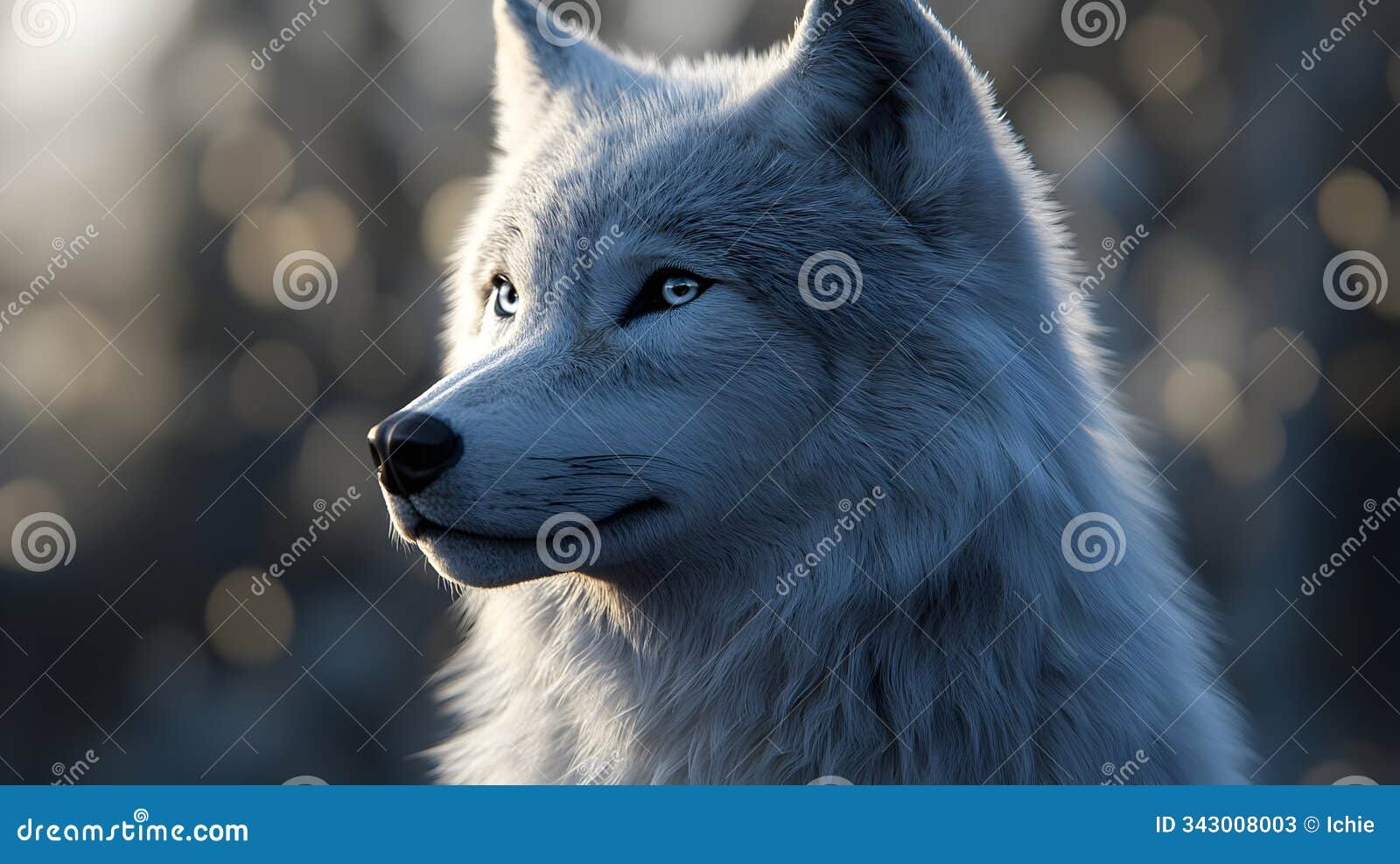 White Wolf Portrait 3D Illustration Stock Illustration - Illustration ...