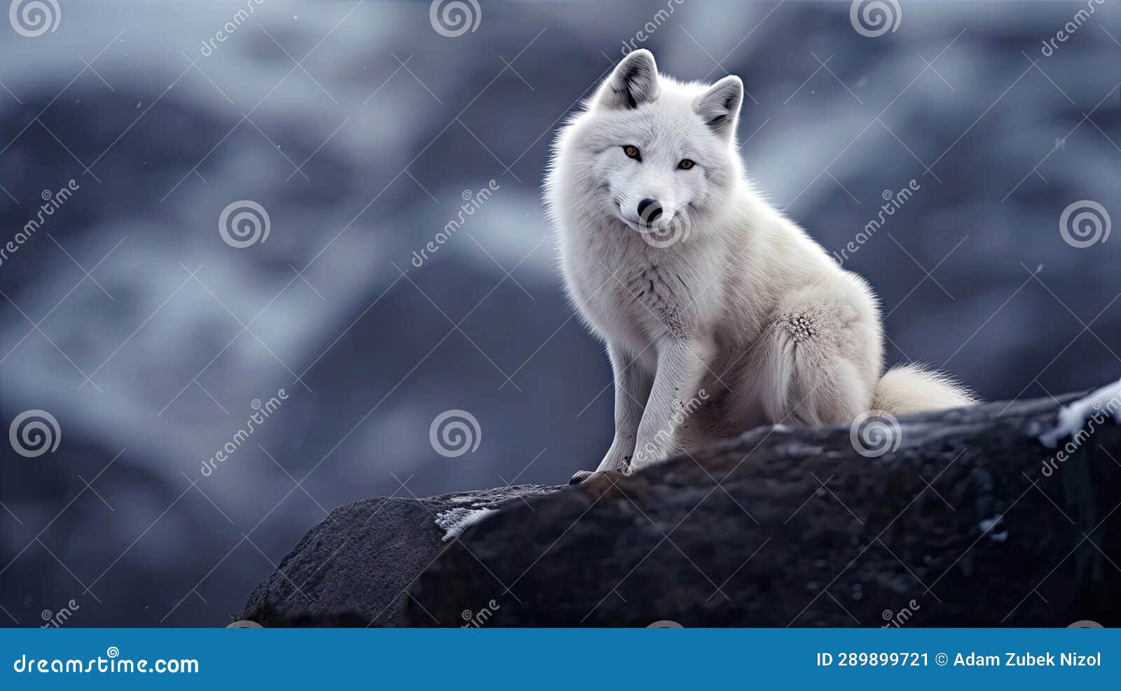 A White Wolf Sitting on a Rock Stock Illustration - Illustration of ...