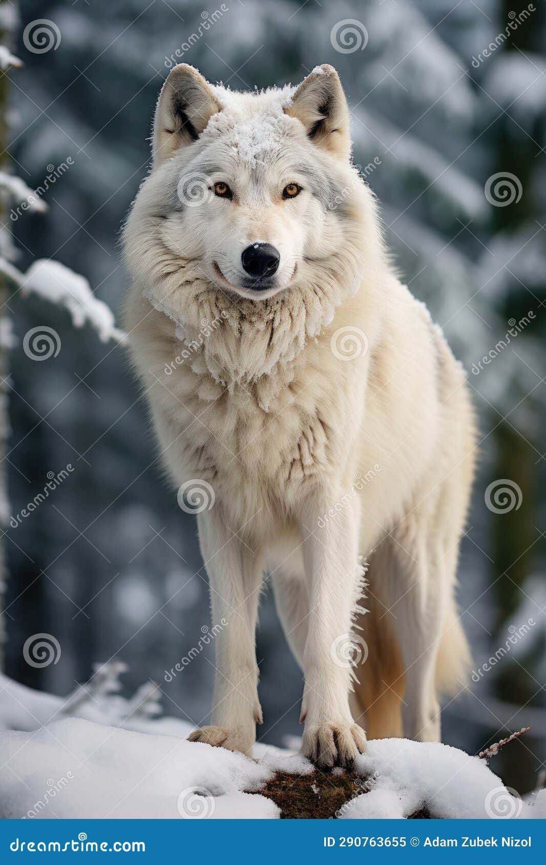 A White Wolf Standing in Snow Stock Illustration - Illustration of ...