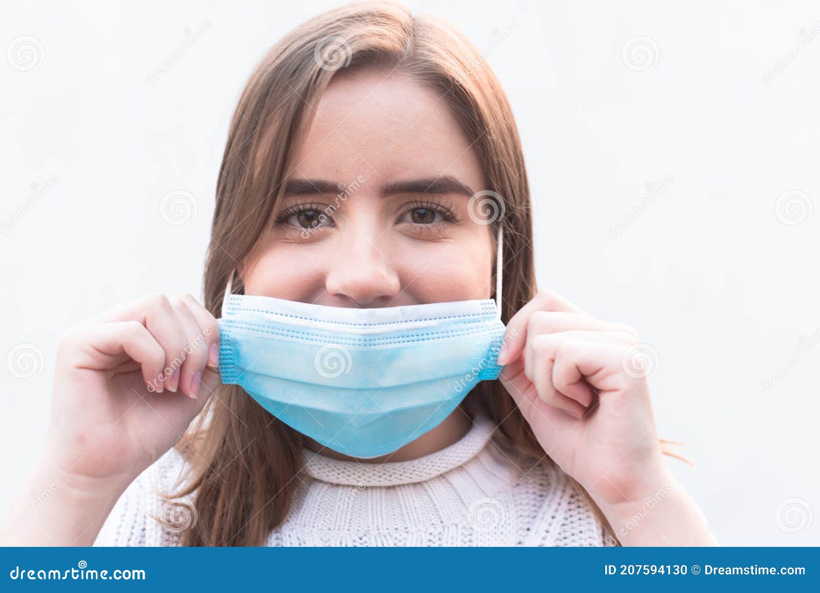 WHITE WOMAN TAKING OFF the MASK Stock Photo - Image of mask, hygiene ...