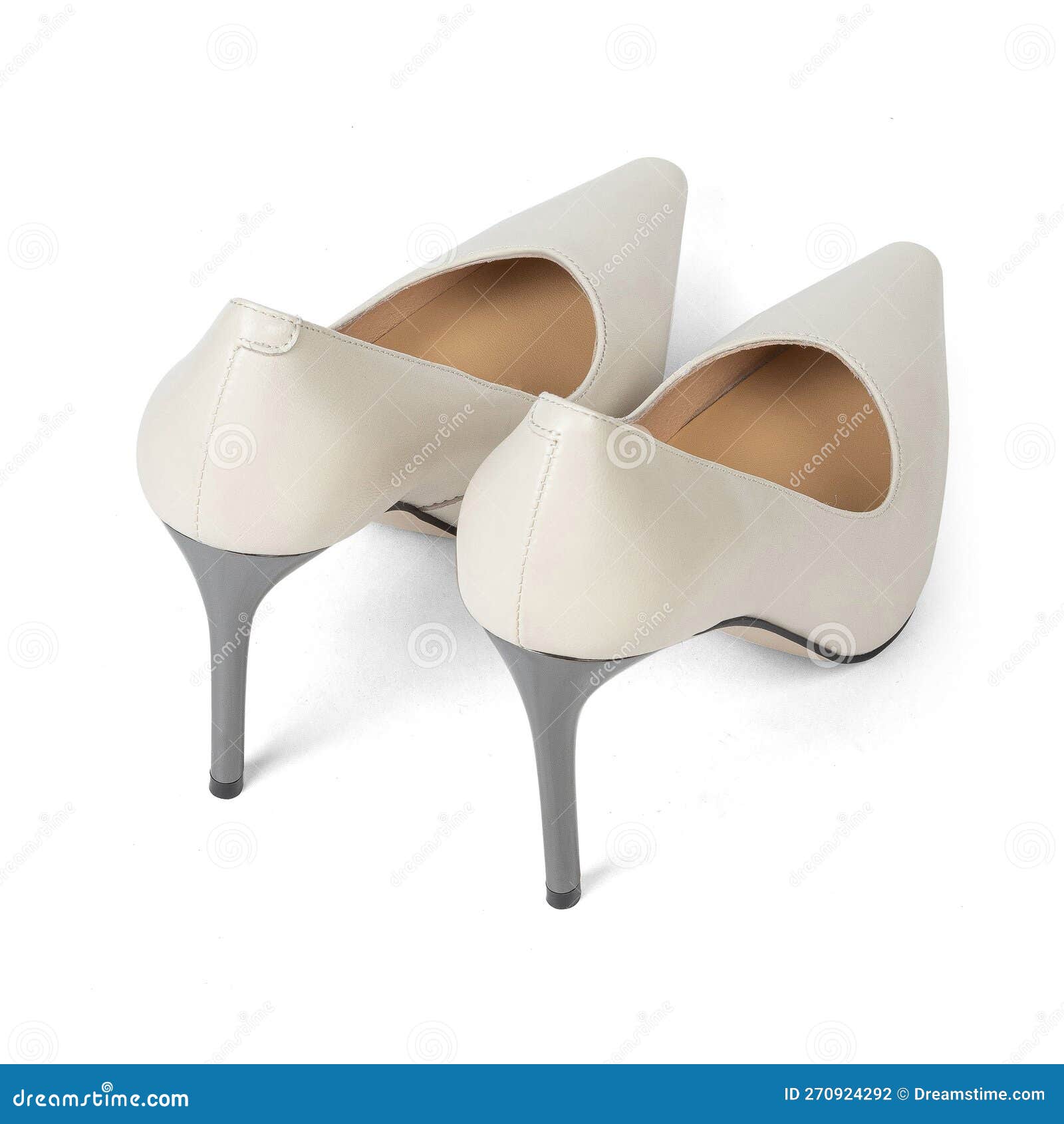 White Women S Classic Shoes with a Sharp Toe with Thin Heels on a White ...