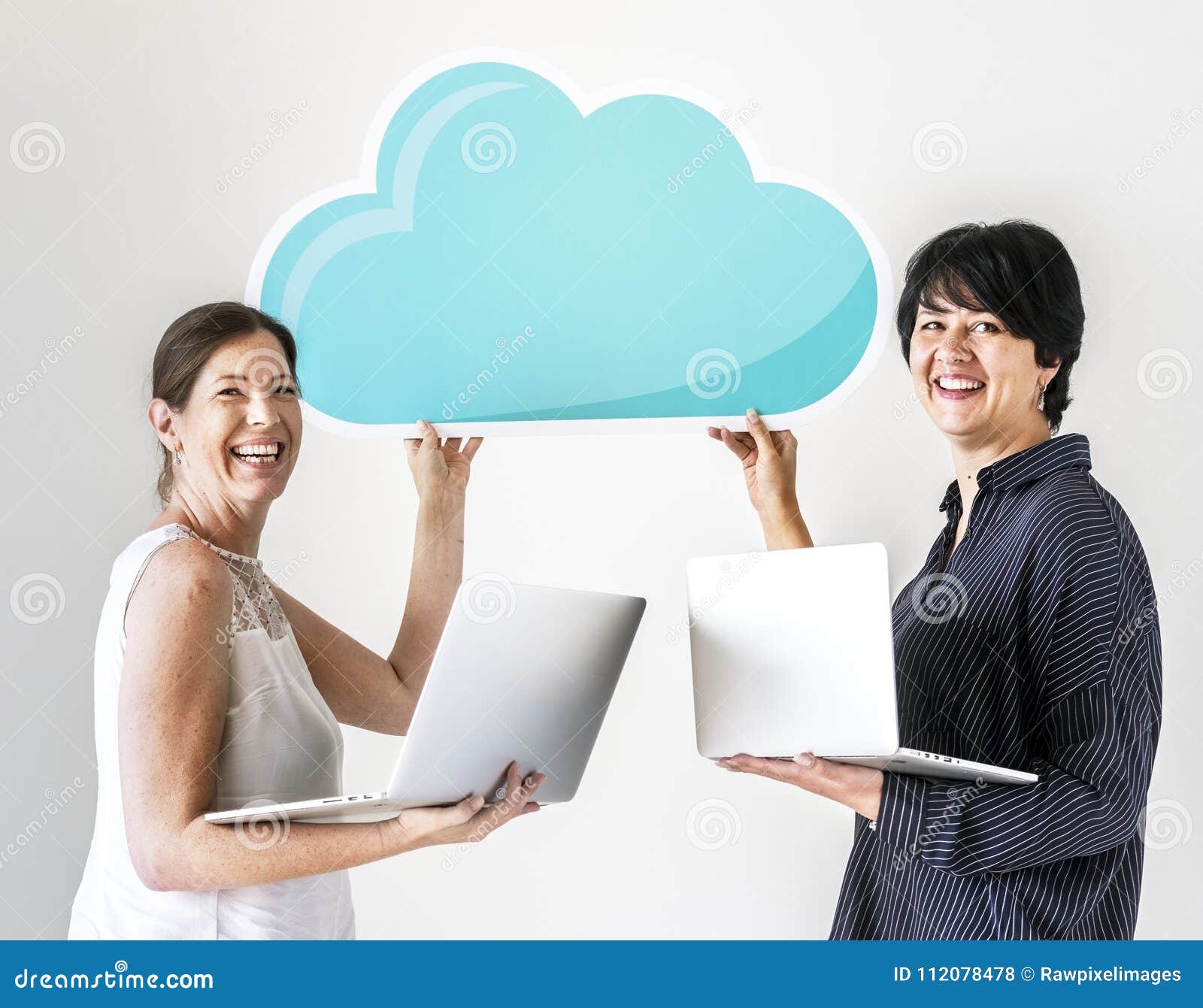 White Women Using Computer Cloud Network Stock Photo - Image of ...