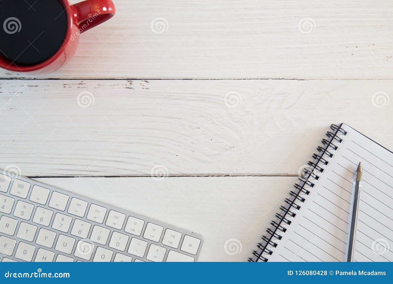 Computer and Notebook on a Table Stock Photo - Image of blank, computer ...