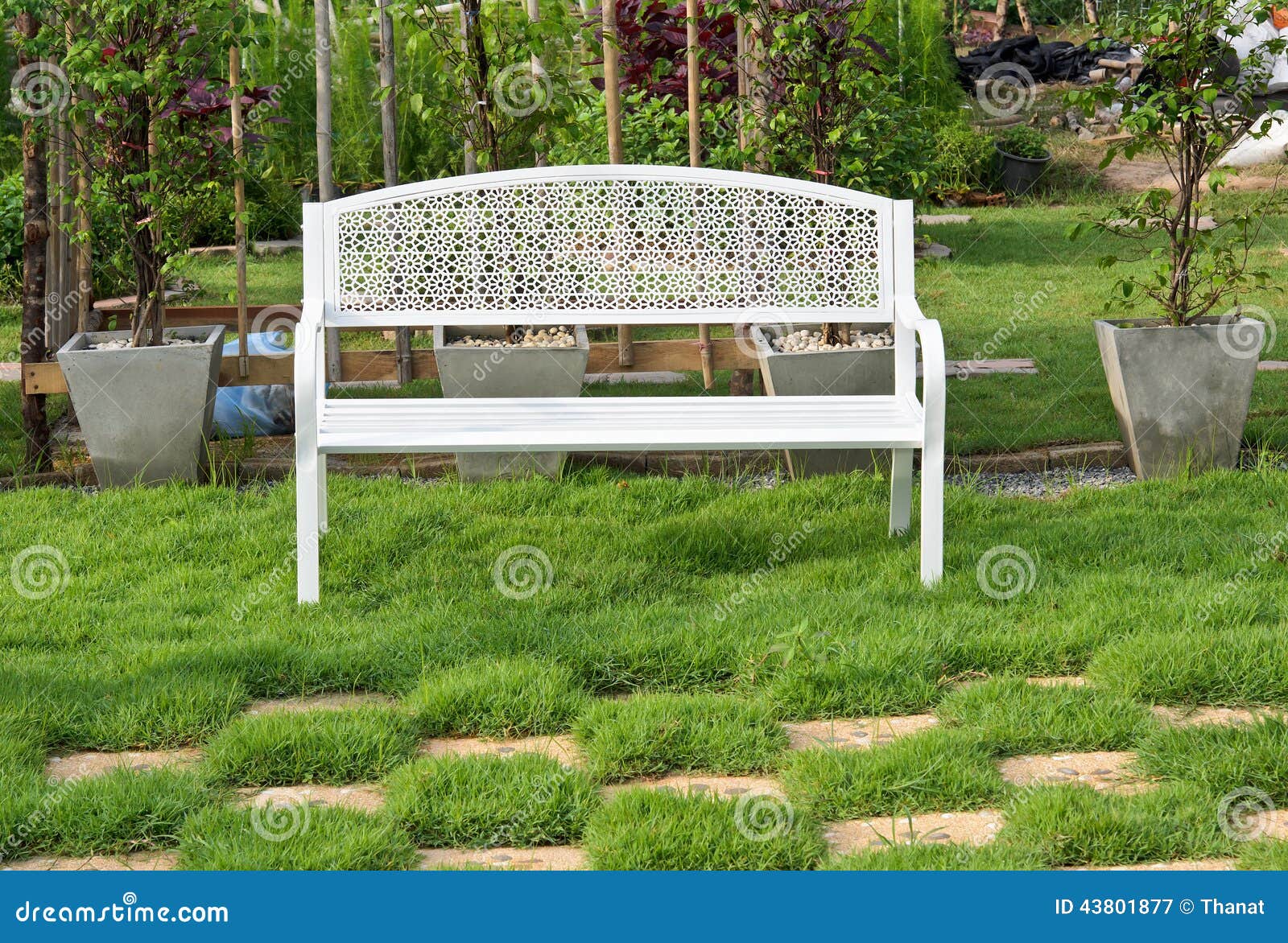 White Wooden Bench stock image. Image of home, patio - 43801877
