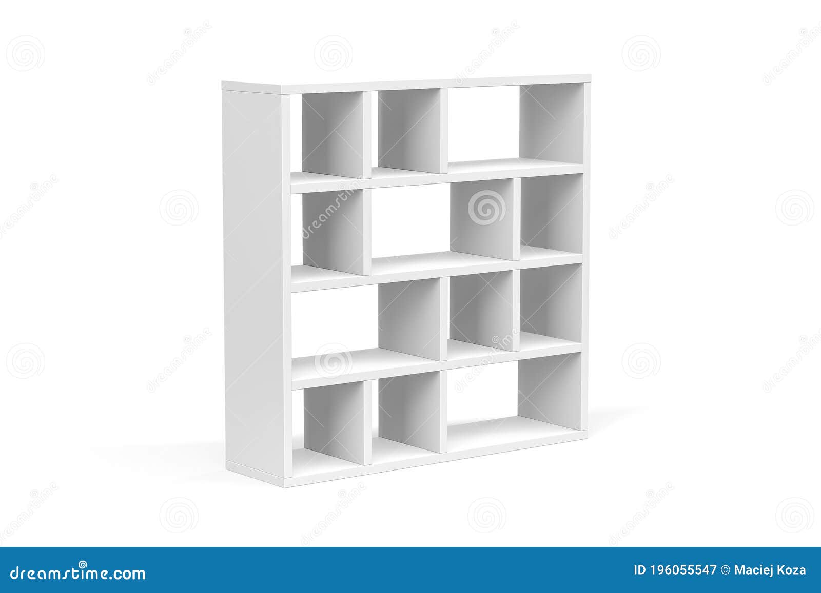 White Wooden Bookcase on White Background Stock Illustration ...