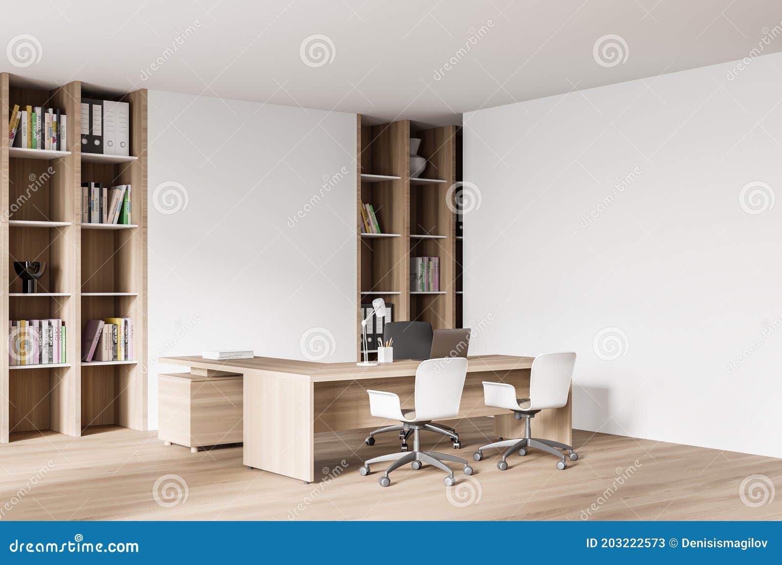 White and Wooden CEO Office Corner Stock Illustration - Illustration of ...