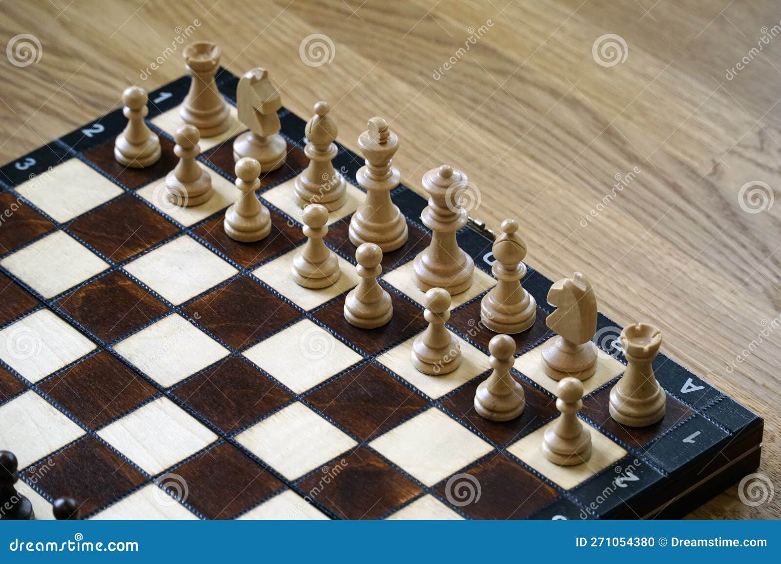 White Wooden Chess Pieces on a Board - Top View Stock Photo - Image of ...