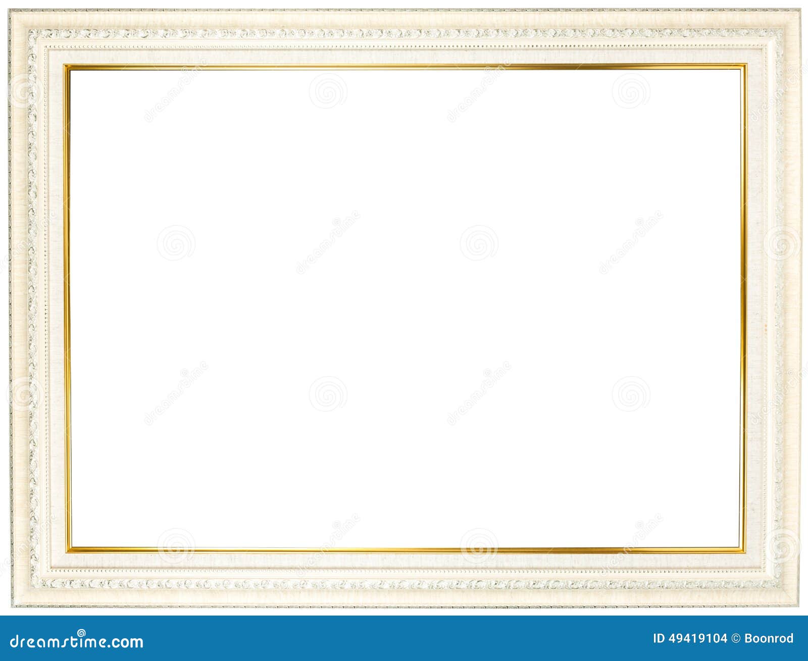White Wooden Frame with Gold Trim. Stock Photo - Image of decorative ...
