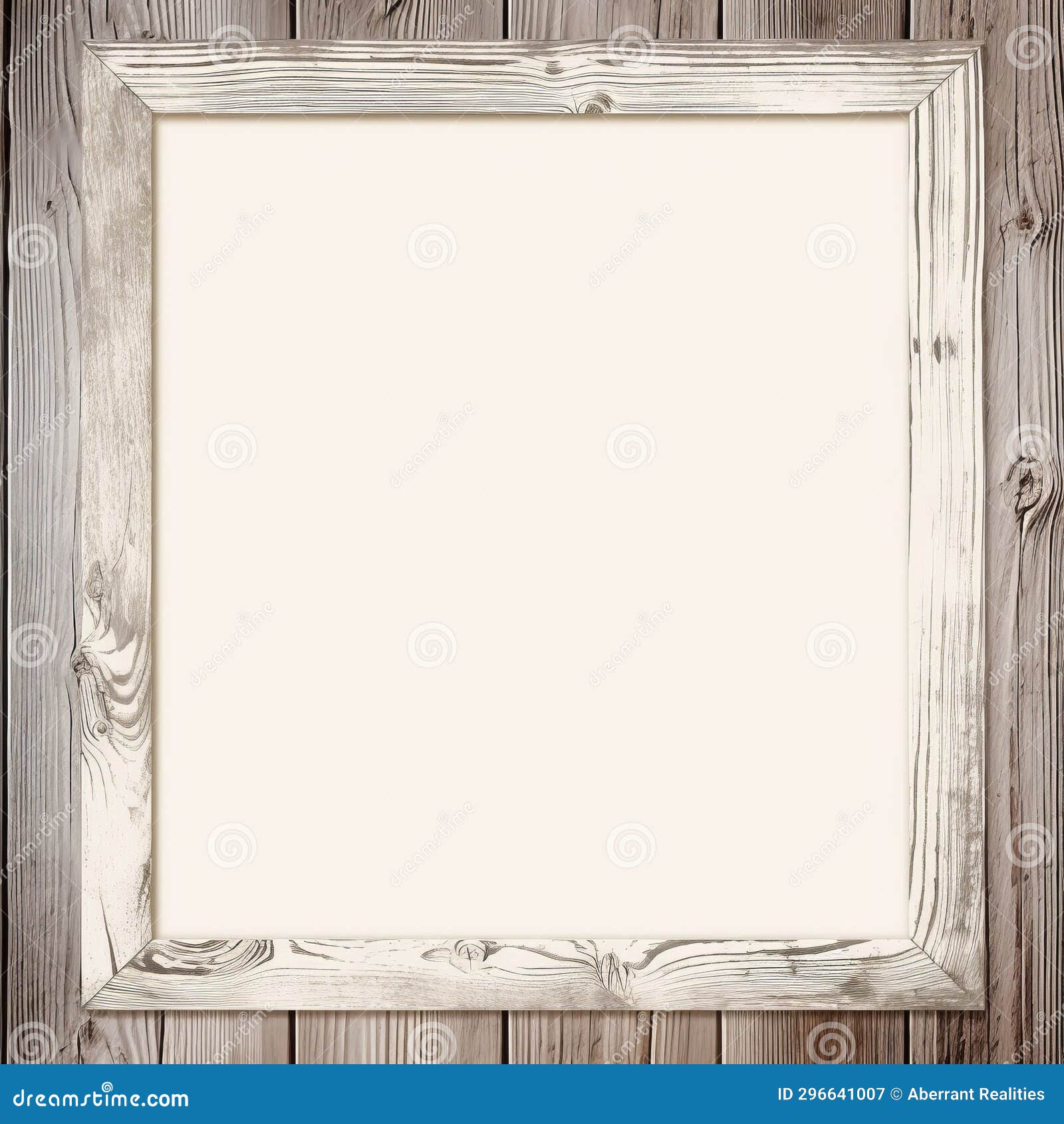 White Wooden Frame on a Wooden Wall Stock Illustration - Illustration ...