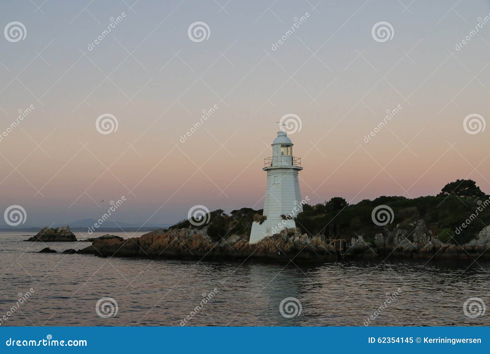 White Wooden Lighthouse Hells Gates Tasmania in Evening Twilight Stock ...