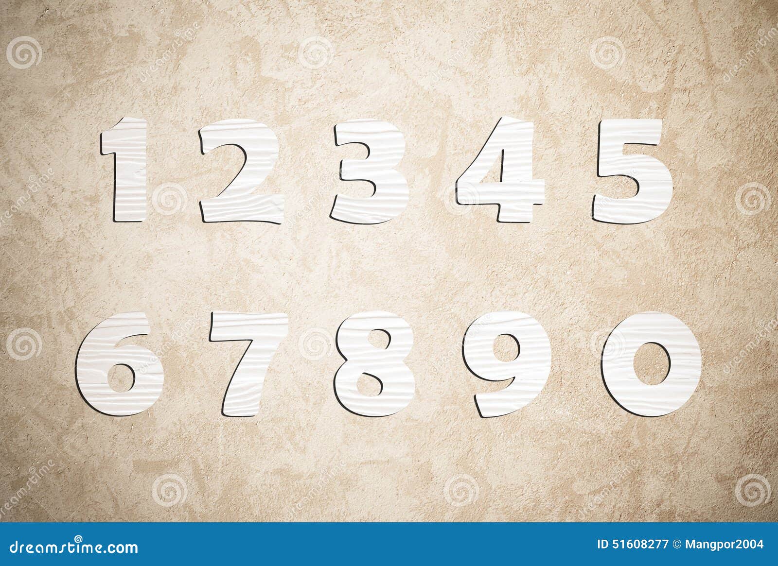 White Wooden Numbers on Cement Wall Background Stock Image - Image of ...